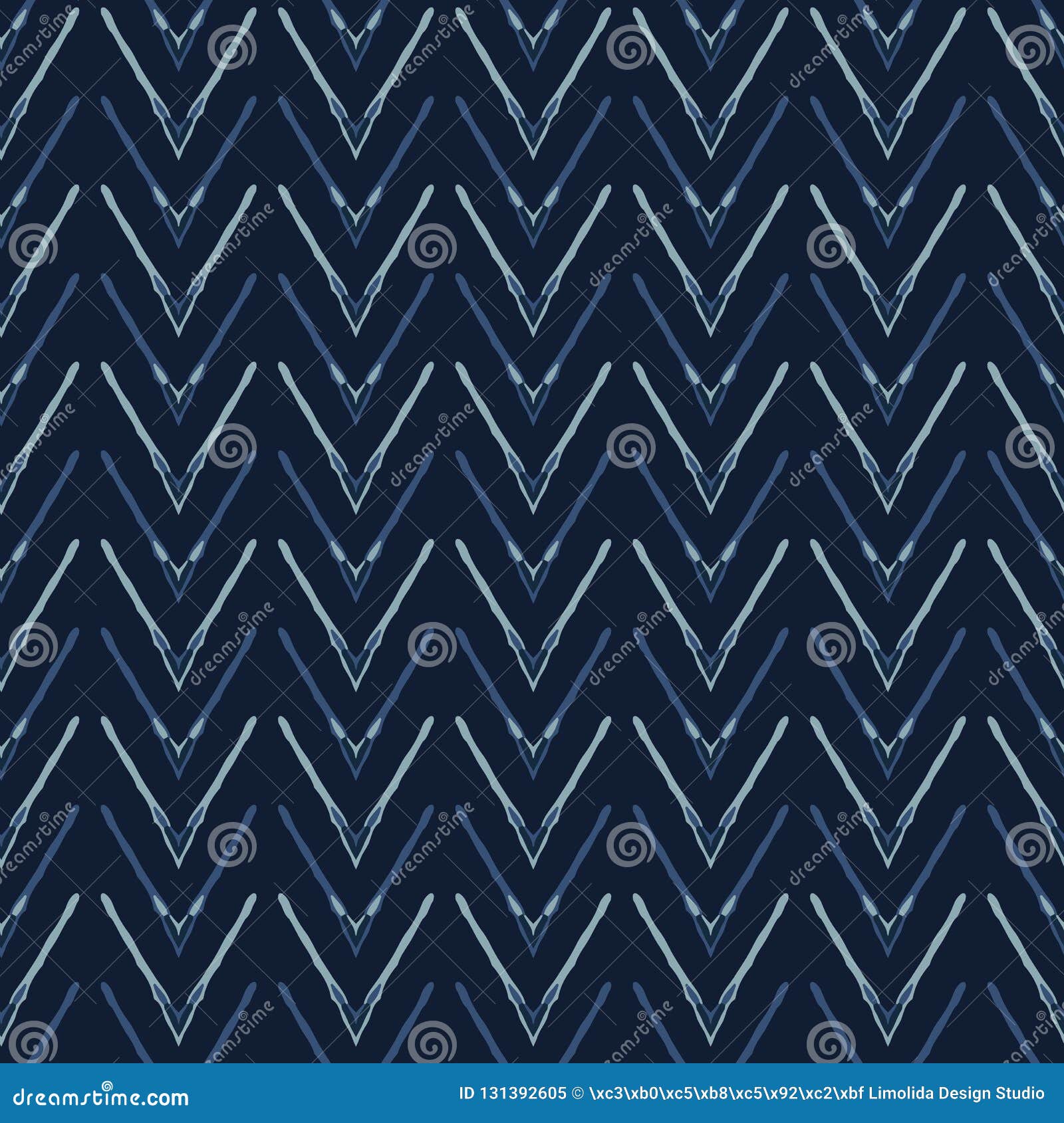 Chevron Arrow Pattern Seamless Vector Pattern. Modern Blue Wavy Stripes ...
