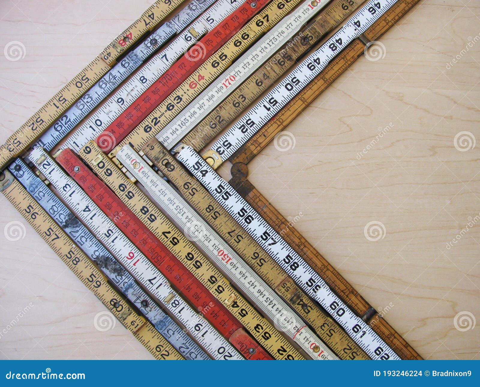 Chevron Graph Made of Folding Rulers in Metric and Inches Representing ...