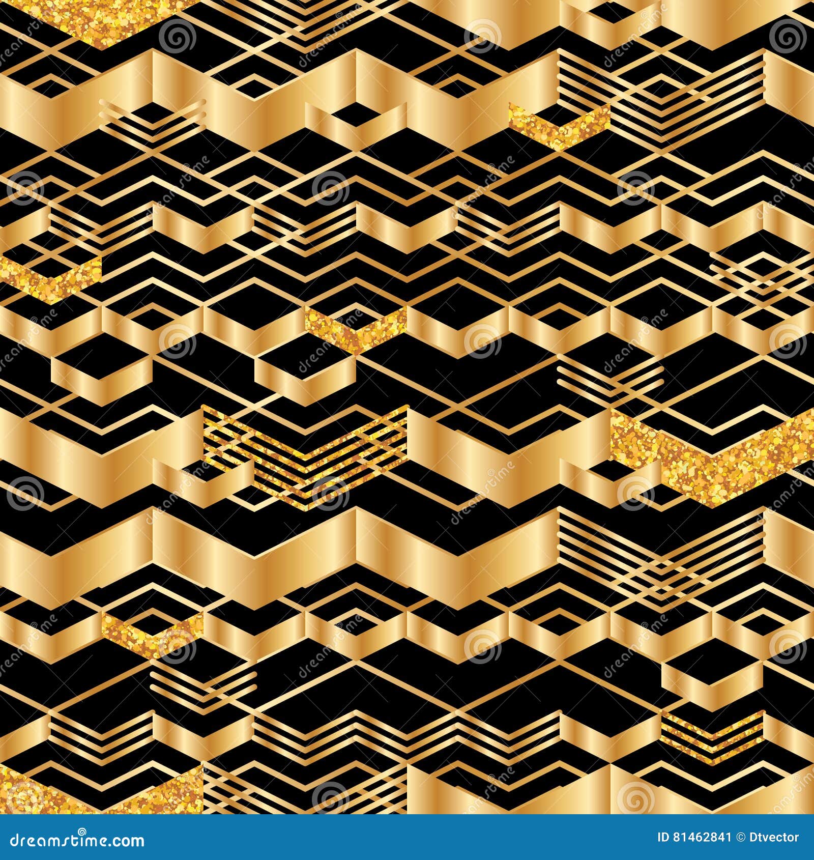 Chevron Line Golden Glitter Seamless Pattern Stock Vector ...