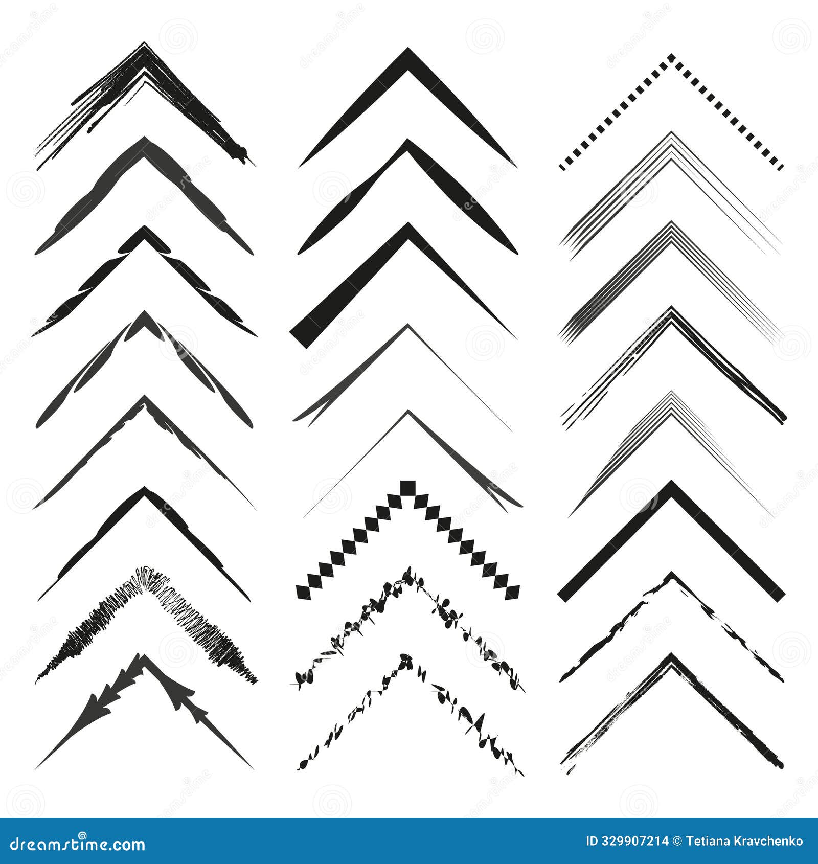 Chevron Line Set. Various Styles. Hand Drawn Details. Vector ...