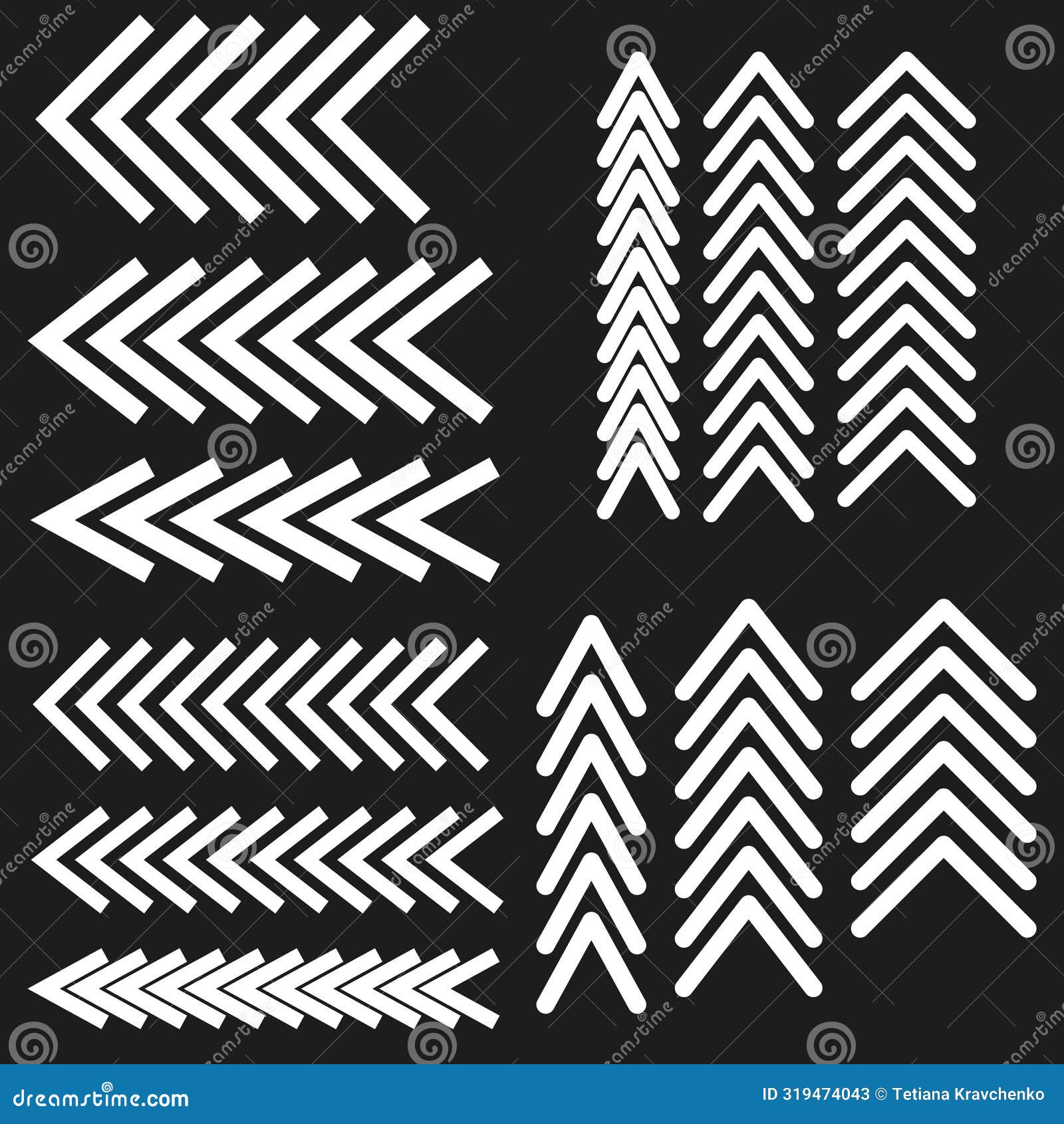 Chevron Patterns Collection. Black and White Arrow Design. Vector ...
