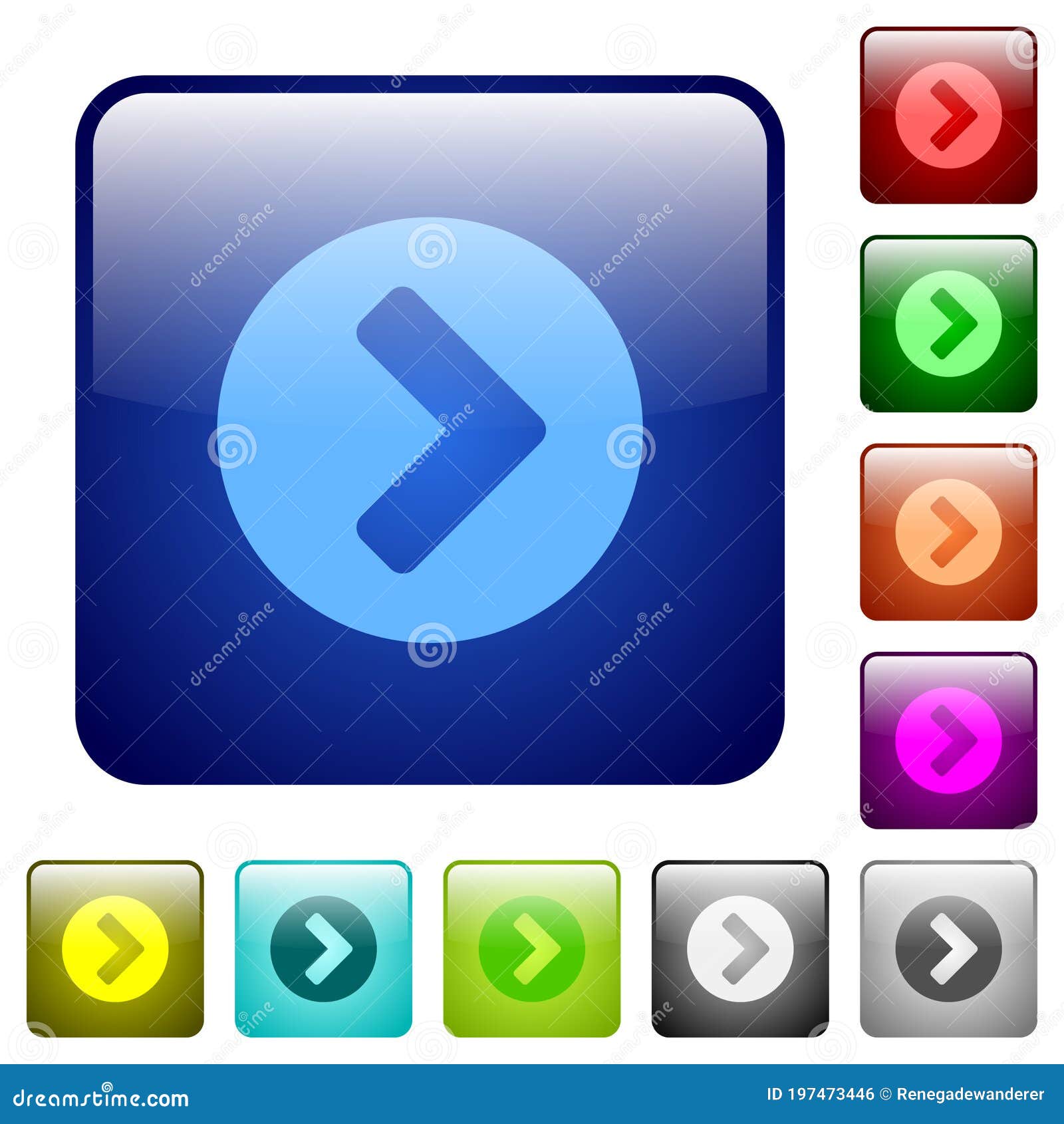 Chevron Right Color Square Buttons Stock Vector - Illustration of ...