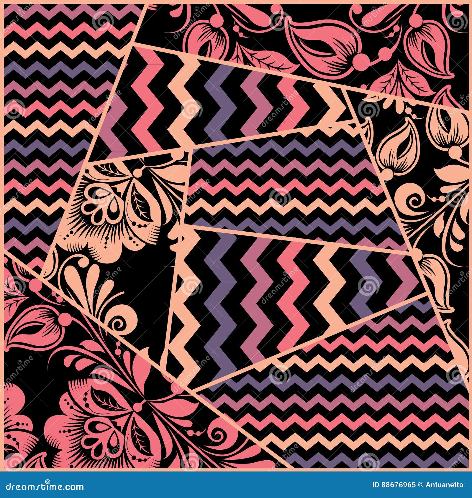 Chevron, Russian Floral Seamless Pattern Vector Stock Vector ...