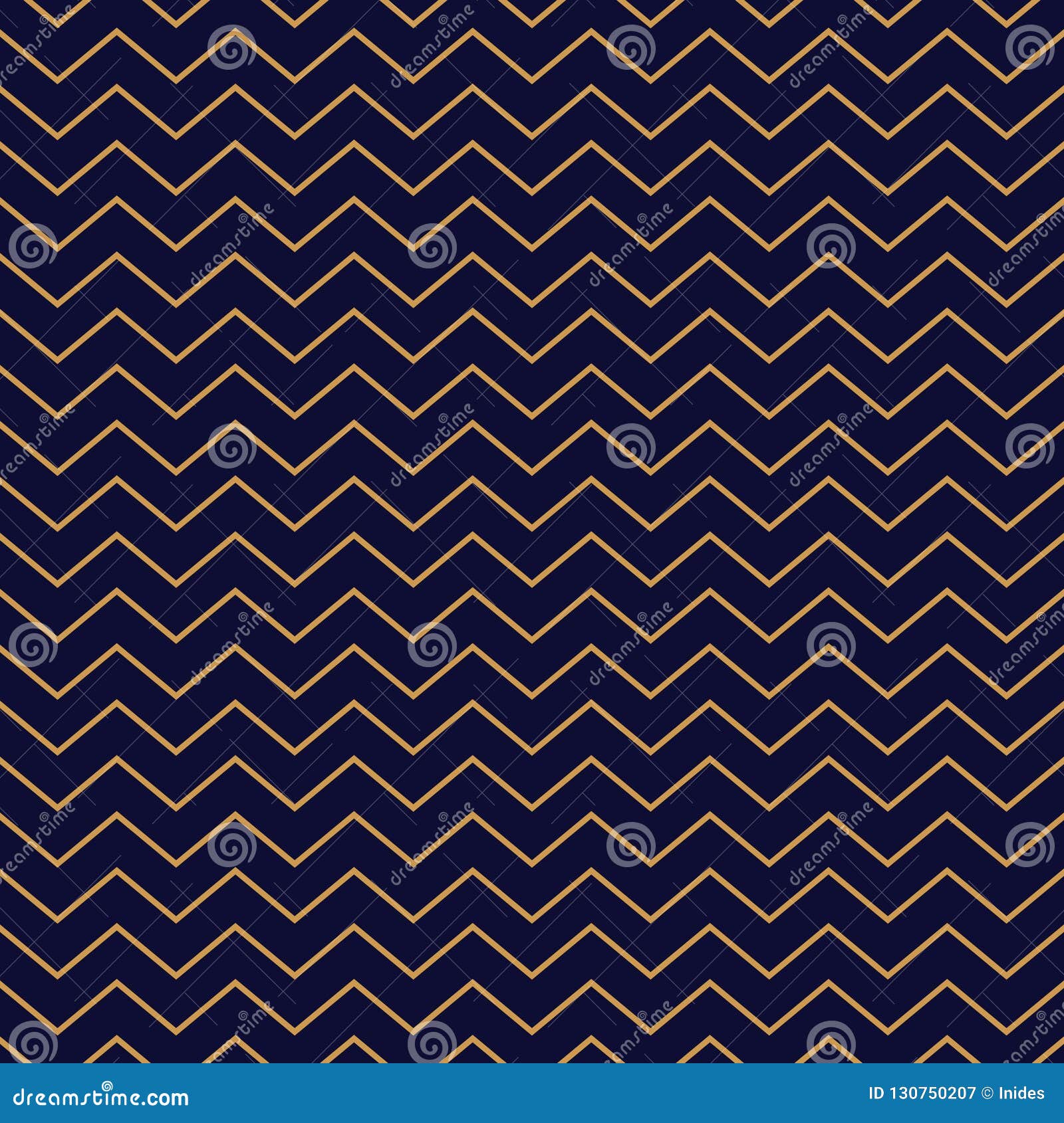 Chevron Seamless Pattern Background Gold Thin Stripes on Blue. Stock ...