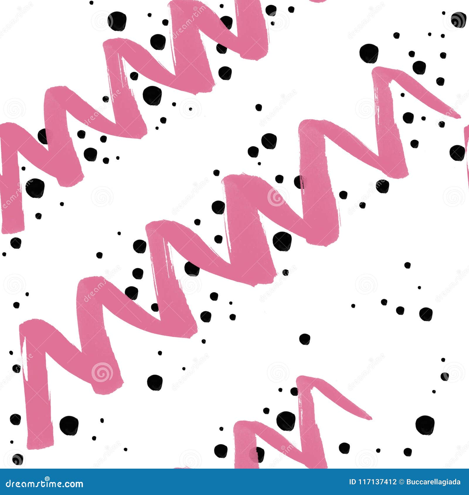 Chevron Stripes in Bright Pink and Dotted Watercolor Spots Stock ...