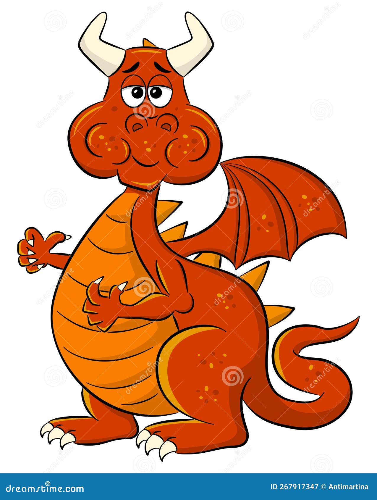 Chewing Cartoon Dragon with a Full Mouth Stock Vector - Illustration of ...