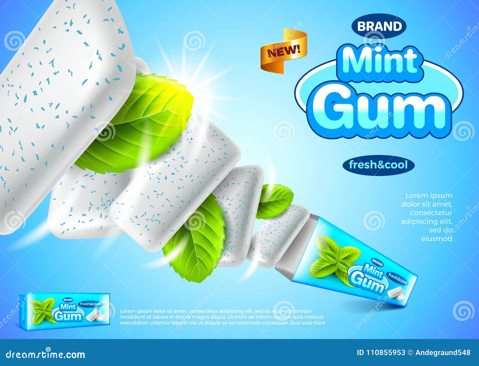 Chewing Gum Ads. Mint Pack Explosion Vector Background Stock Vector ...