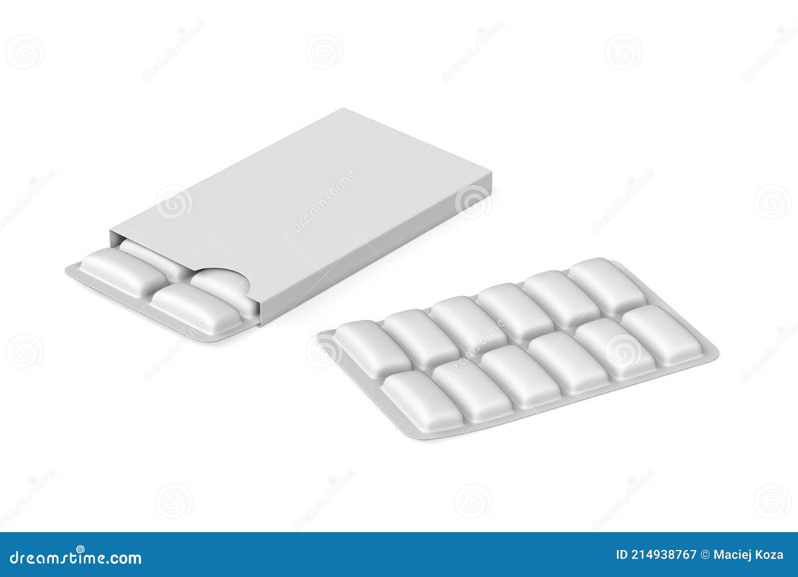 Chewing Gum Box Mockup Isolated on White Background Stock Illustration ...