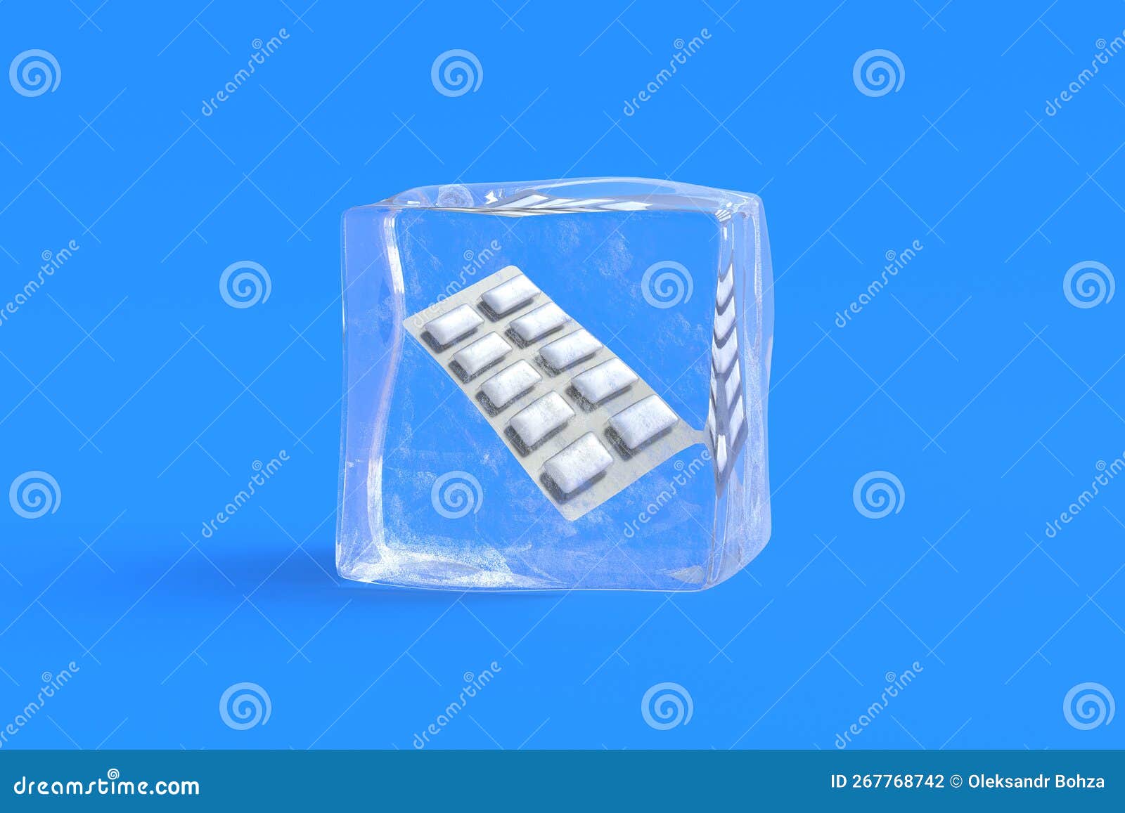 Chewing gum in ice cube stock illustration. Illustration of concept ...