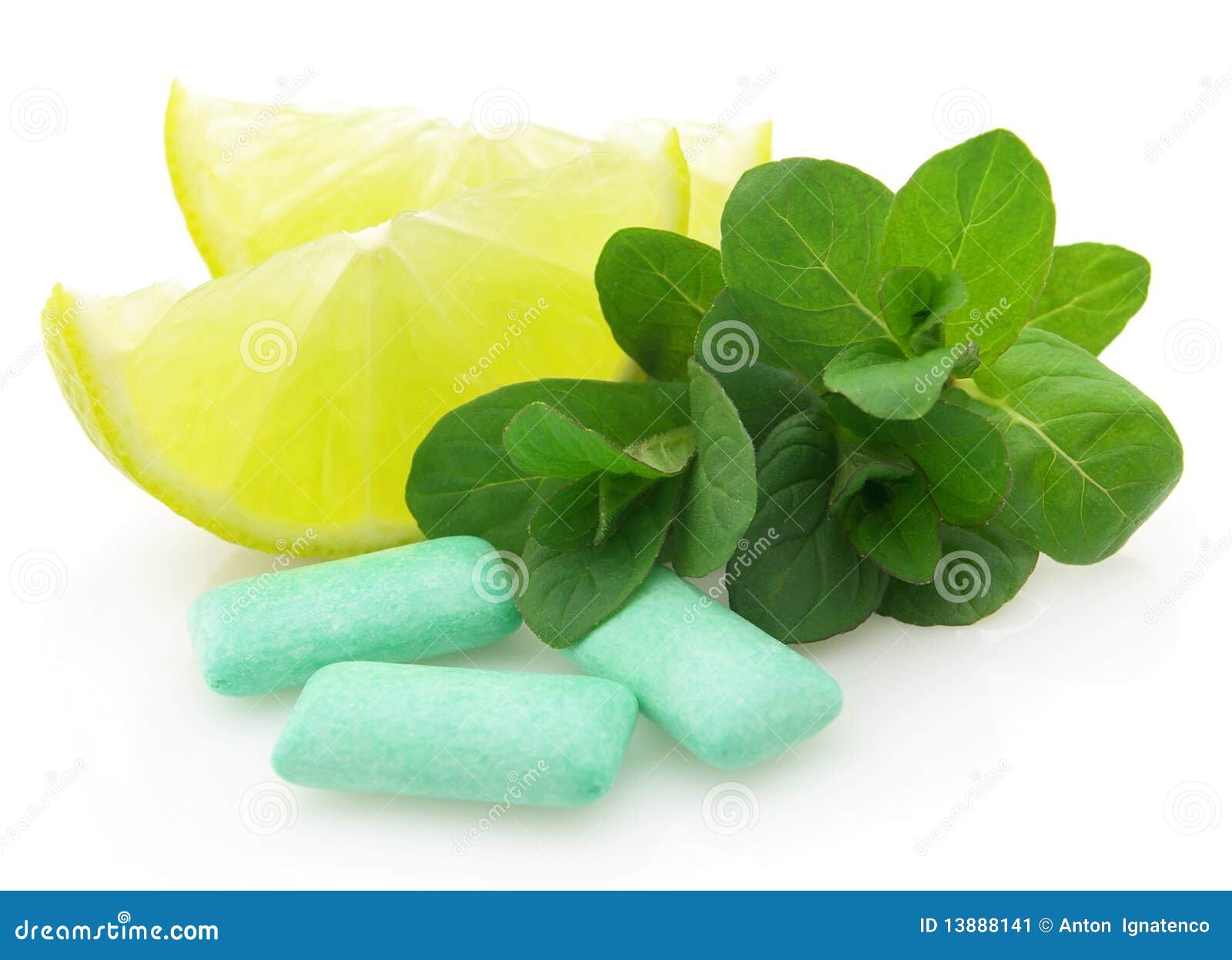 Chewing Gum with Lime and Mint Stock Image - Image of twig, closeup ...