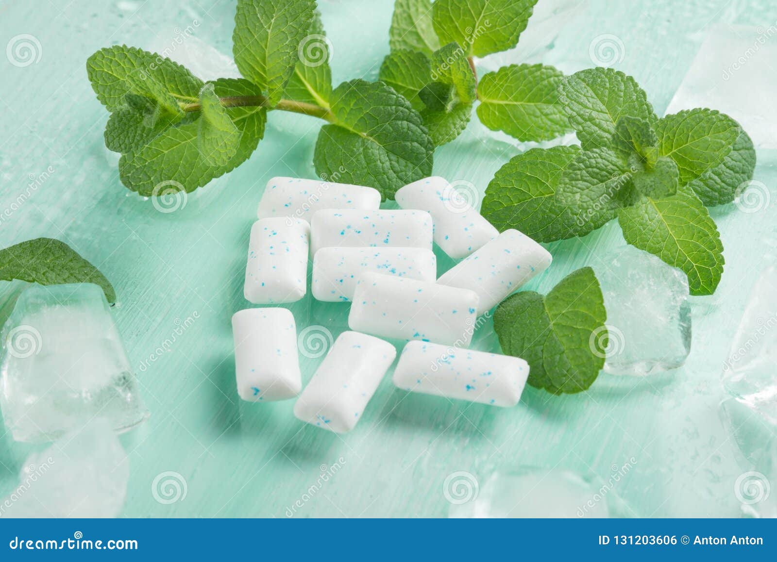 Chewing Gum with Mint and Ice Stock Photo - Image of mint, natural ...