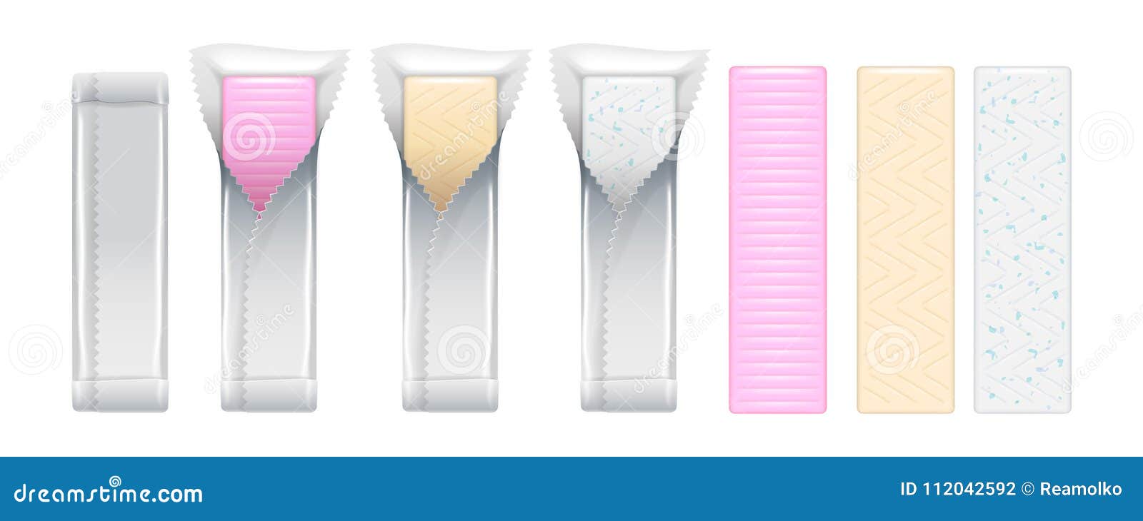 Chewing Gum Sticks Set. Bubble Gum Vector. Stock Vector - Illustration ...