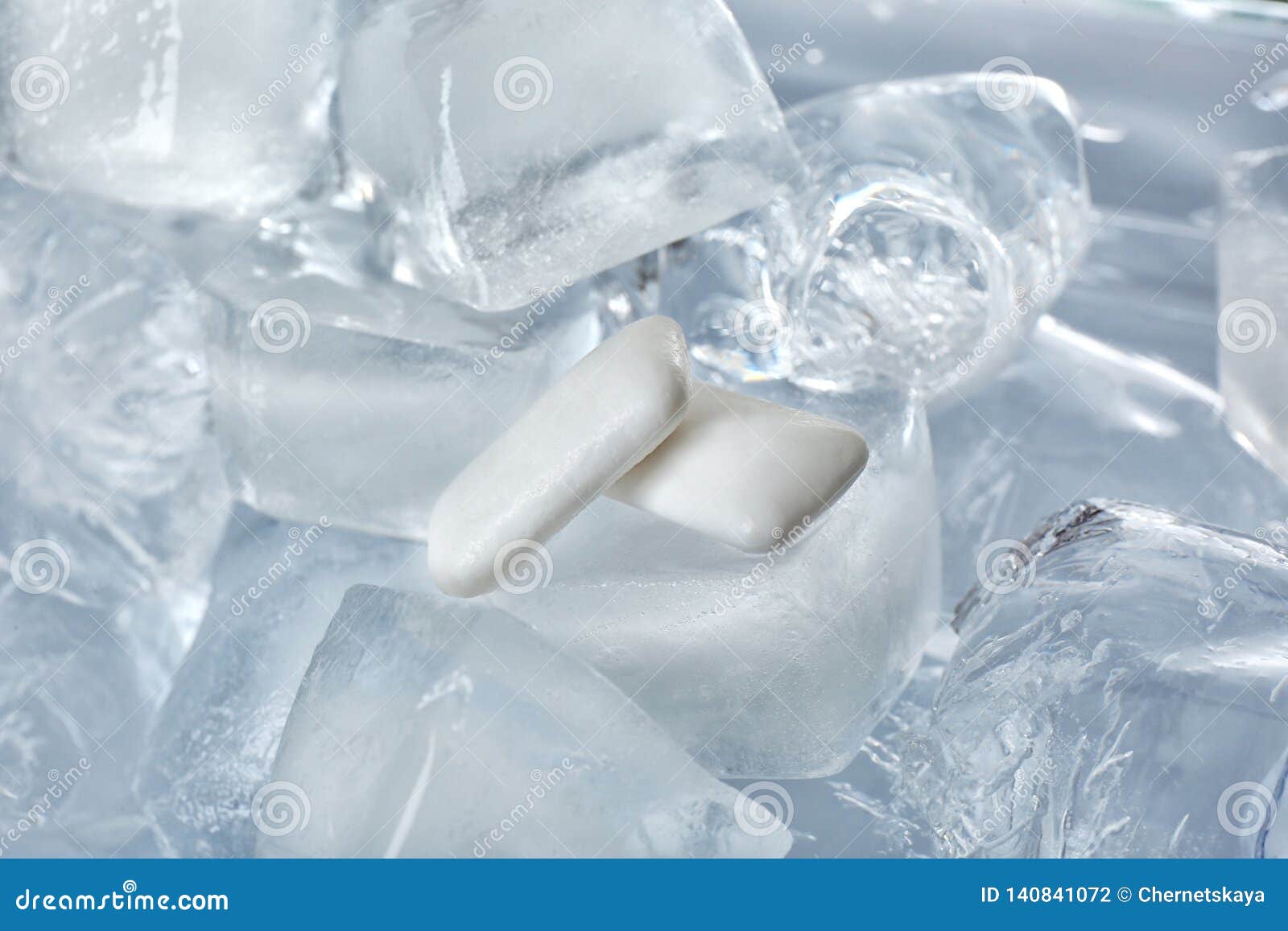 Chewing Gums on Pile of Ice Cubes Stock Photo - Image of crystal, cube ...