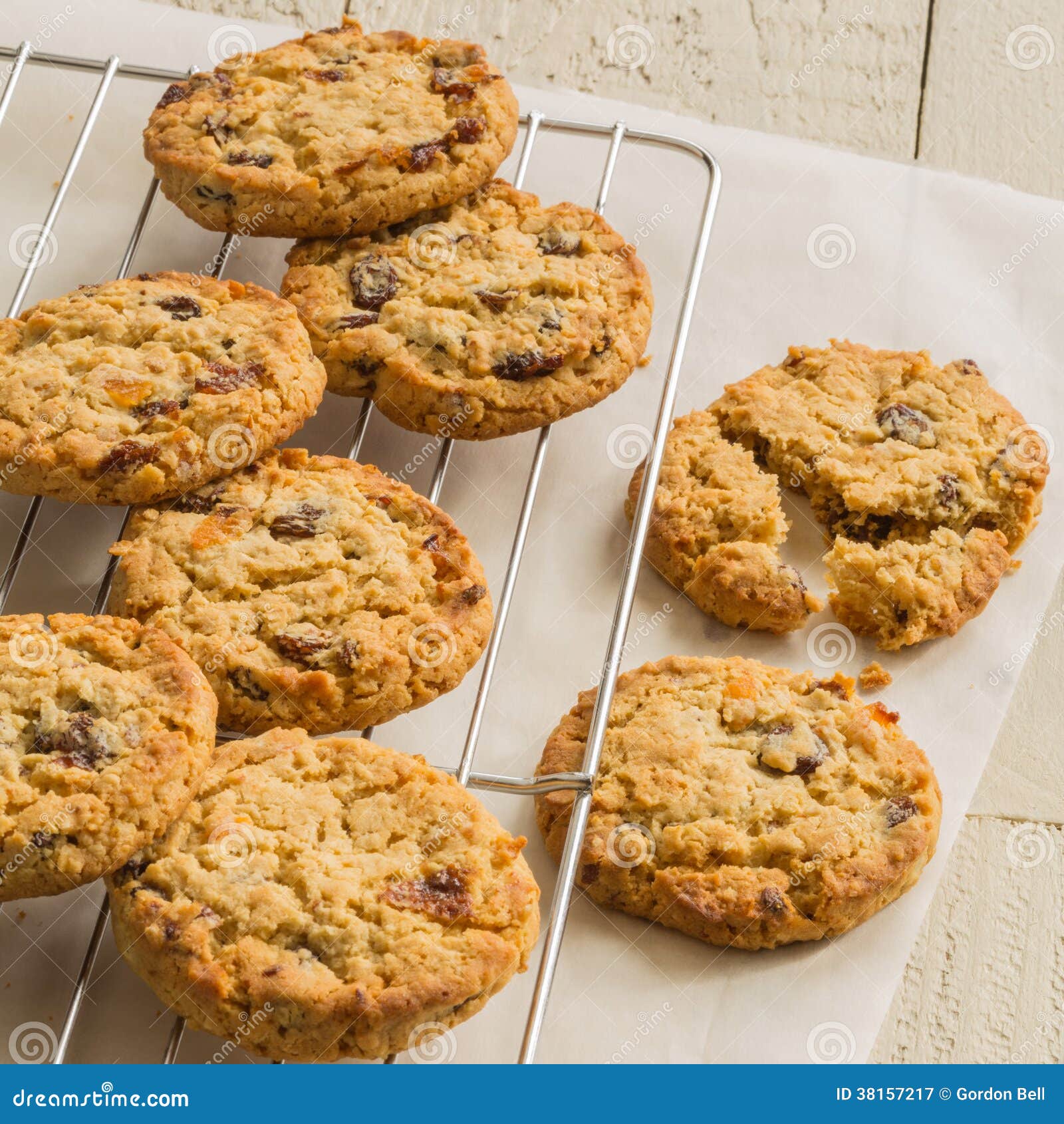 Chewy flapjack cookies stock image. Image of rustic, fruity - 38157217