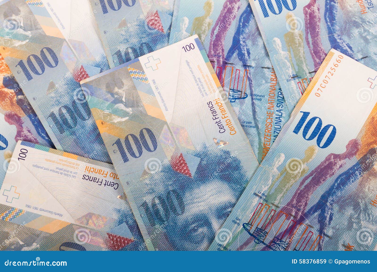 100 CHF Swiss banknotes stock image. Image of money, notes - 58376859