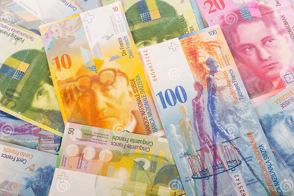 100, 50, 20, and 10 CHF Swiss Banknotes Stock Photo - Image of ...