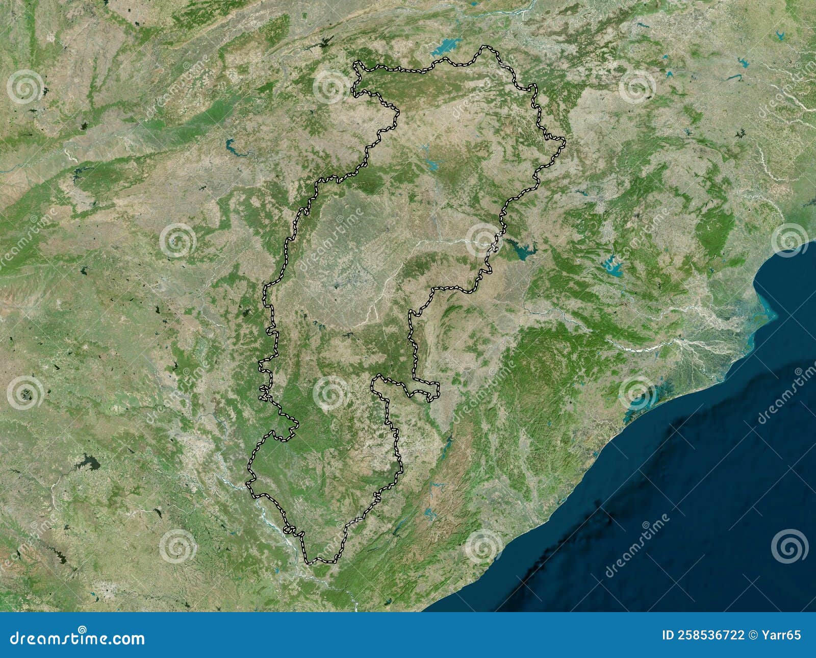 Chhattisgarh, India. High-res Satellite. No Legend Stock Illustration ...