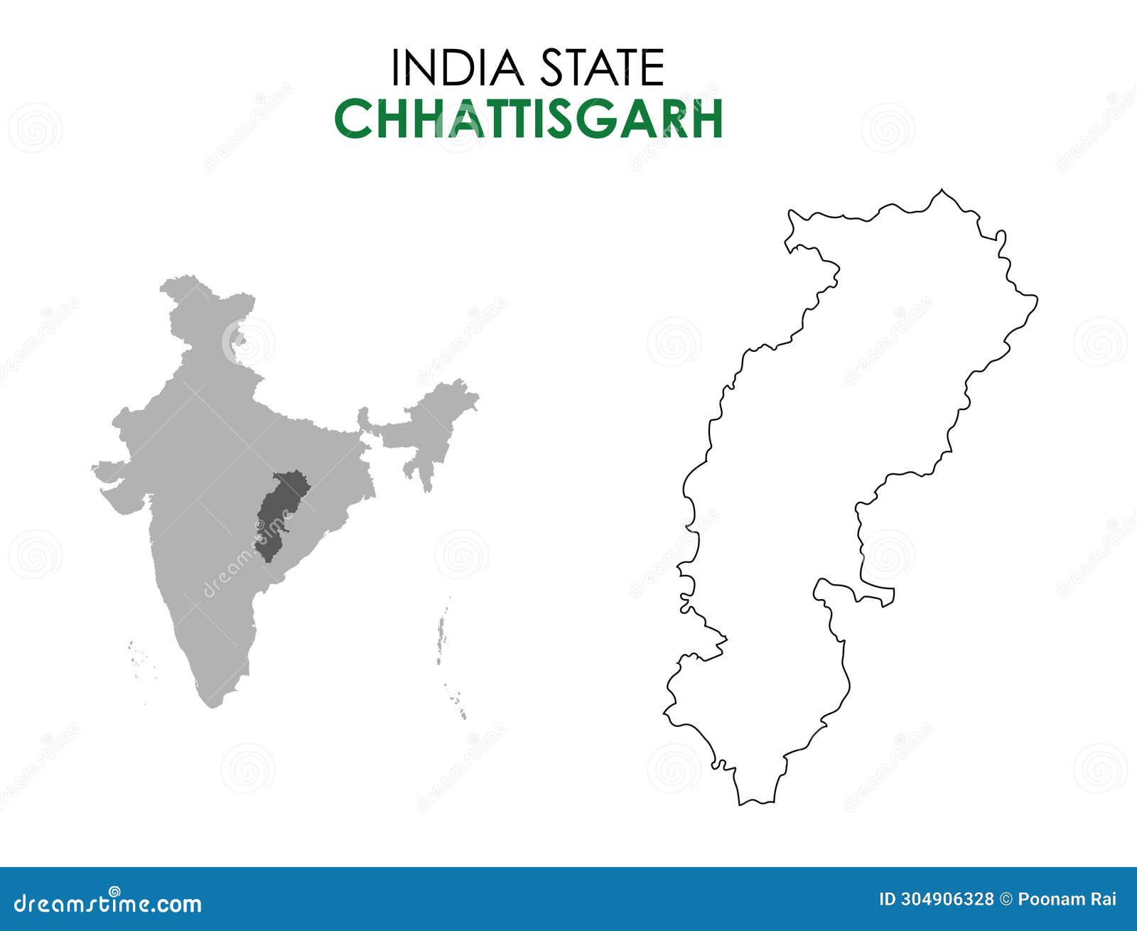 Chhattisgarh Indian State Map Vector Illustration.Chattisgarh Indian ...