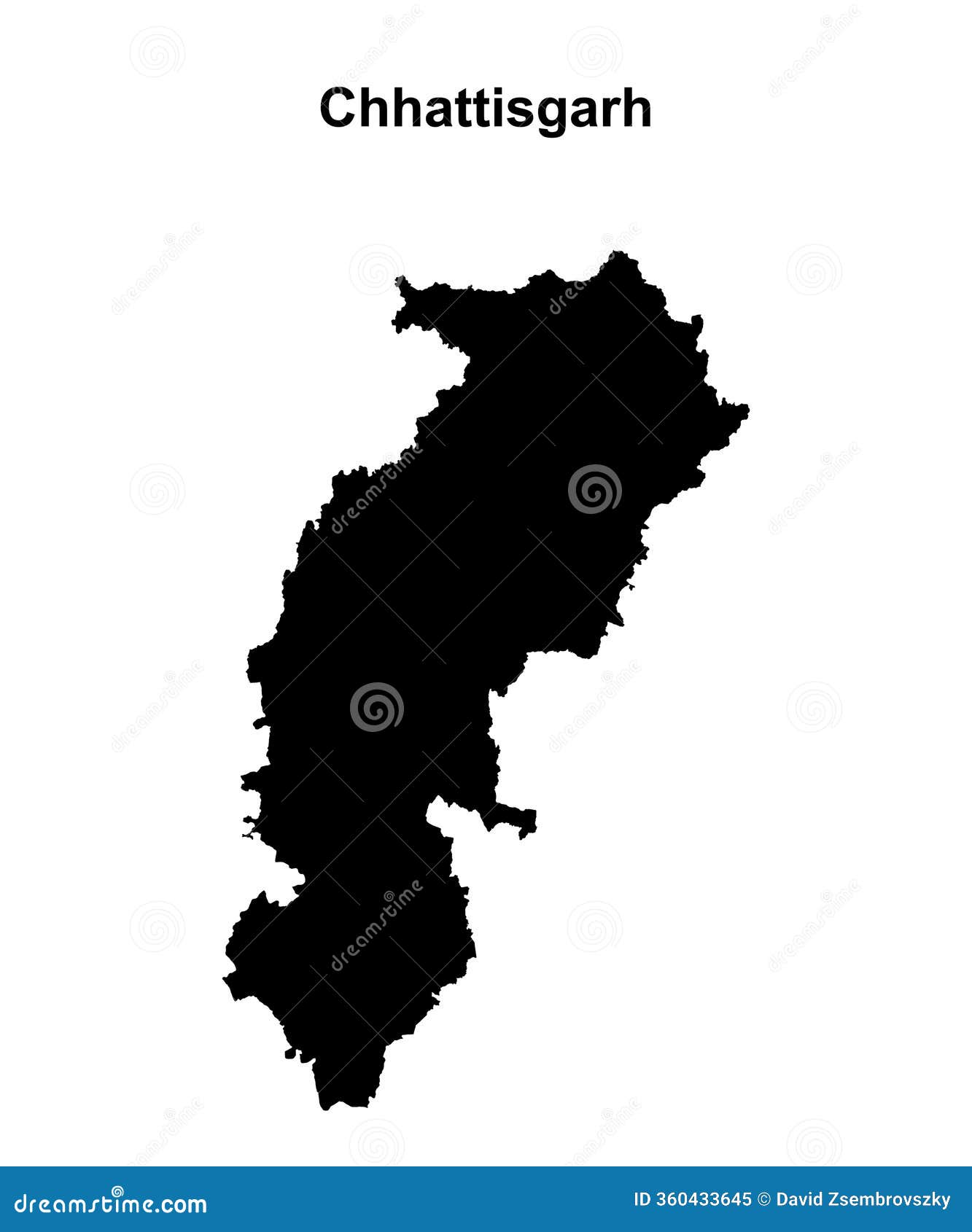 Chhattisgarh outline map stock vector. Illustration of border - 360433645