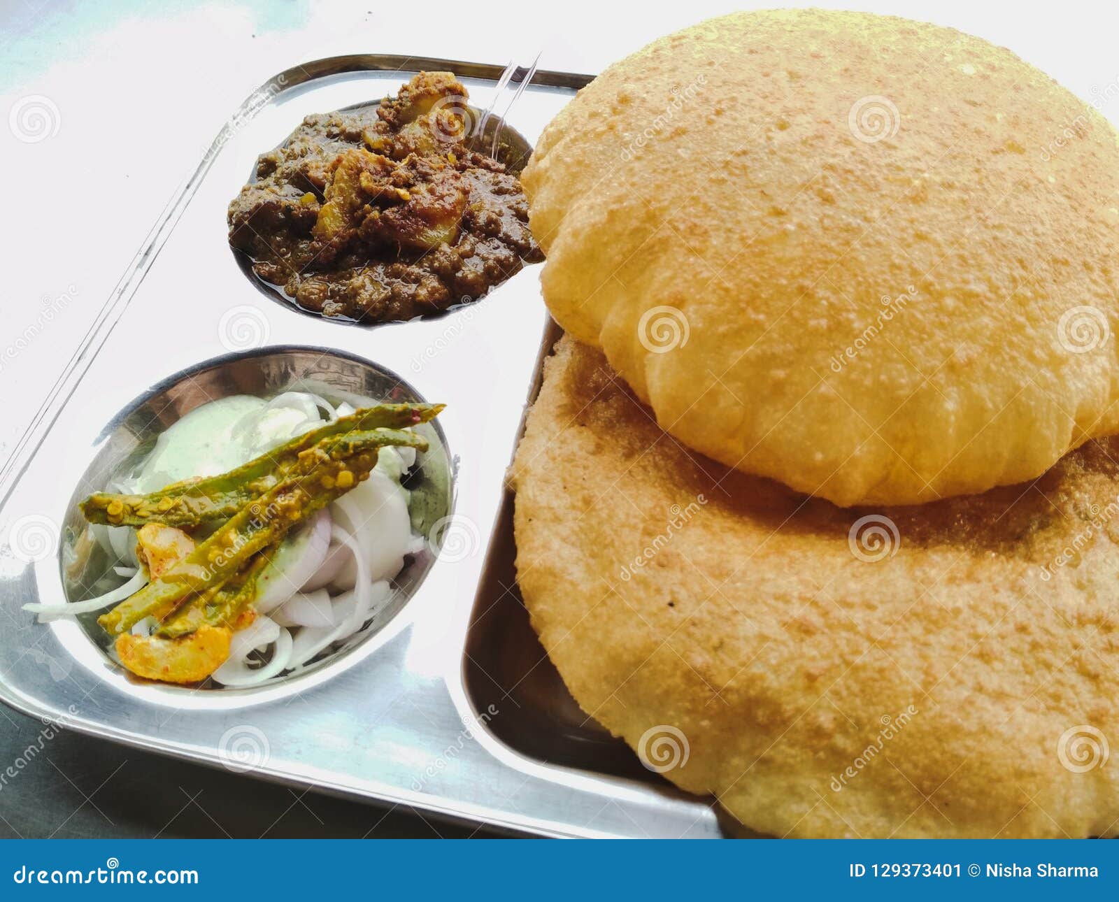 Chhole bhature stock image. Image of food, delicious - 129373401