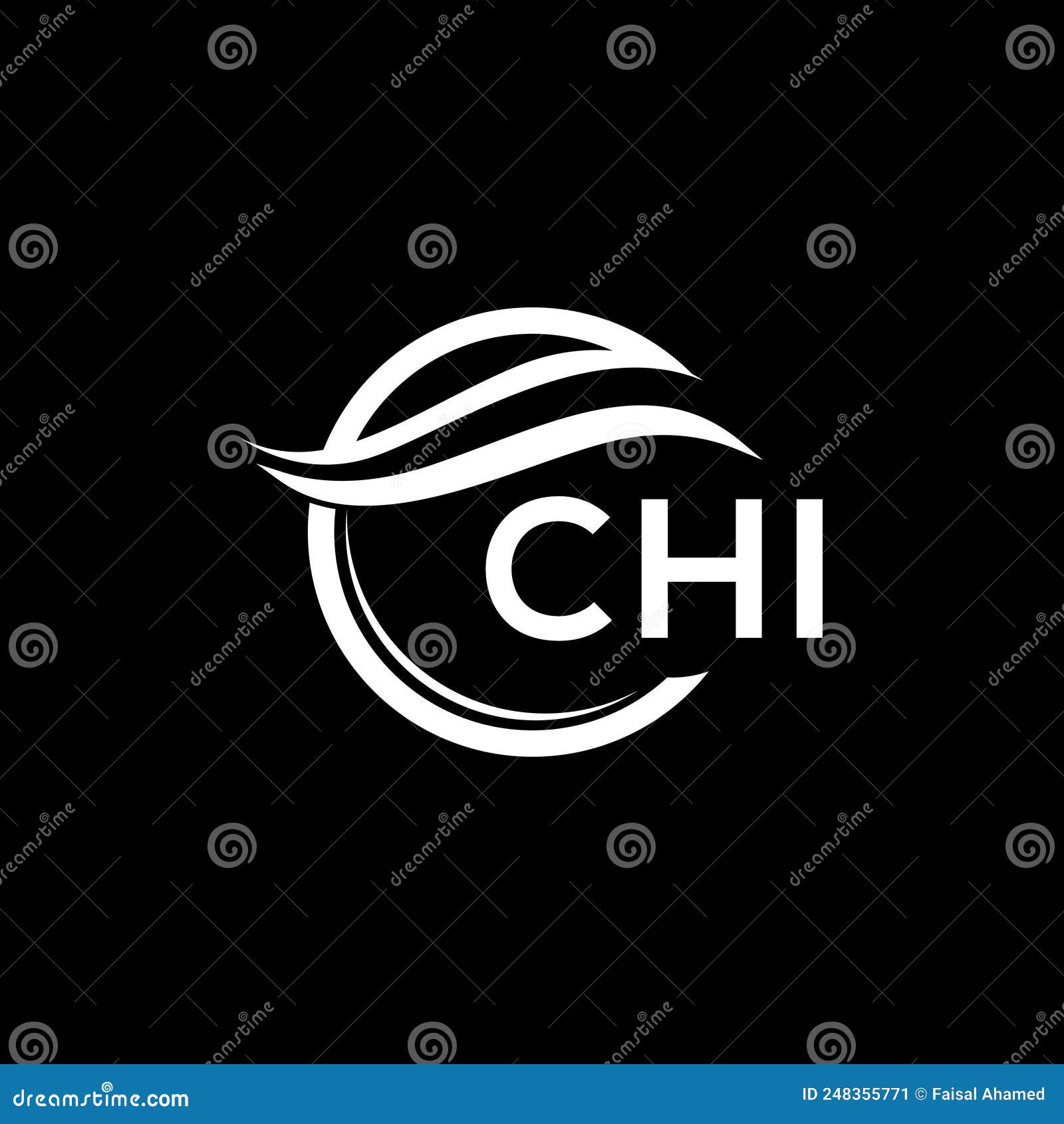 CHI Letter Logo Design on Black Background. CHI Creative Circle Letter ...