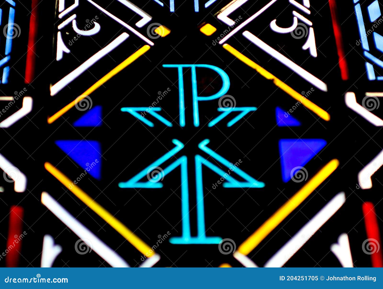 A Chi Rho Symbol on a Stained Glass Window Stock Image - Image of glass ...