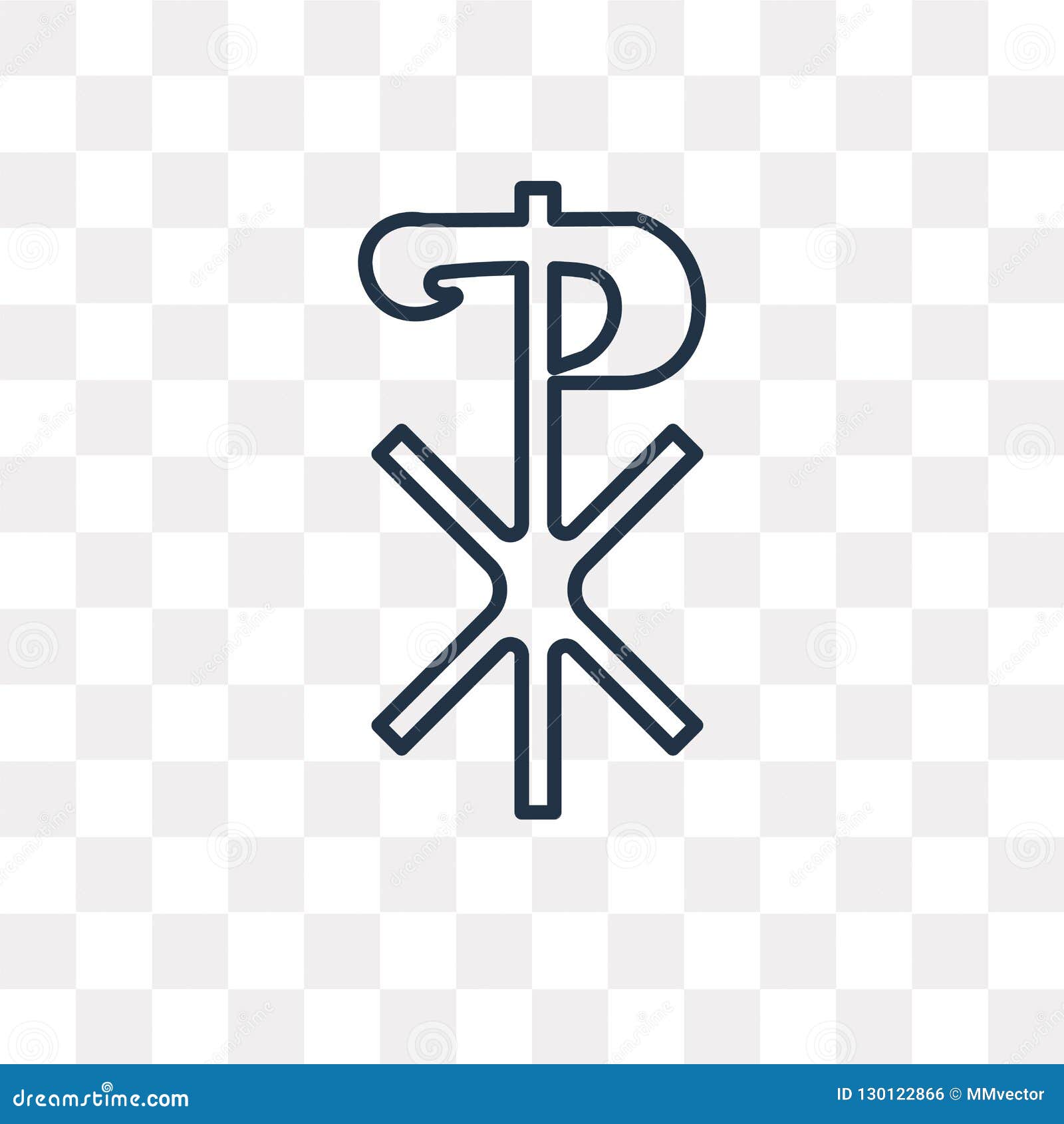 Chi Rho Vector Icon on Transparent Background, Linear C Stock Vector ...