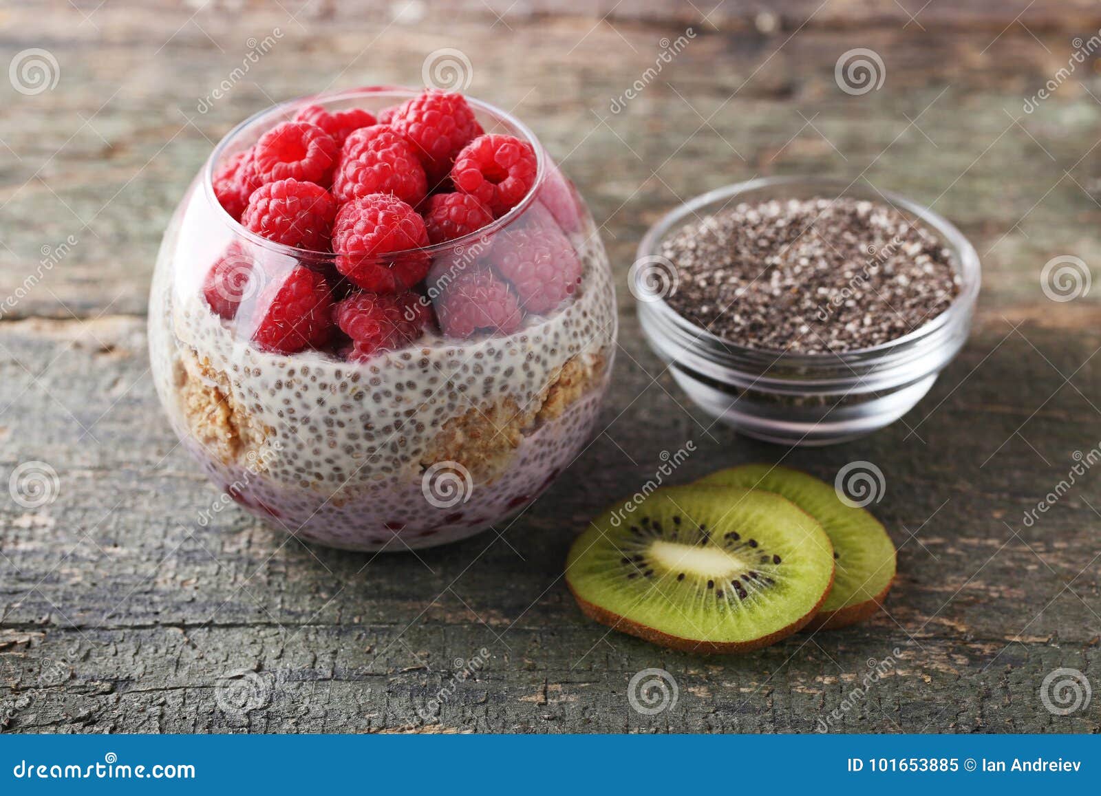 Chia pudding with berries stock image. Image of gourmet - 101653885
