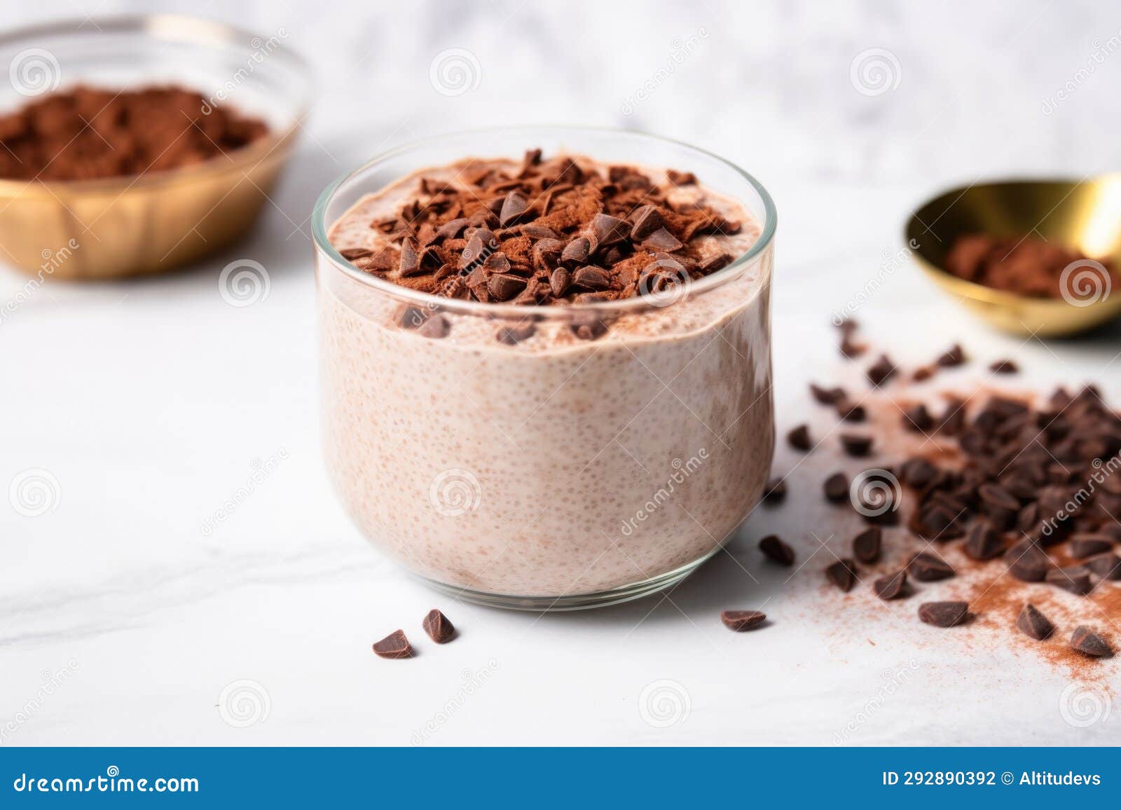 Chia Pudding with Cacao Nibs on a Granite Countertop Stock Photo ...