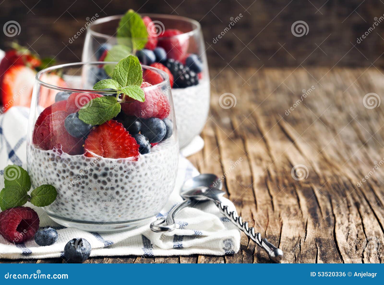 Chia Seed Pudding with Berries Stock Photo - Image of mint, nutrition ...