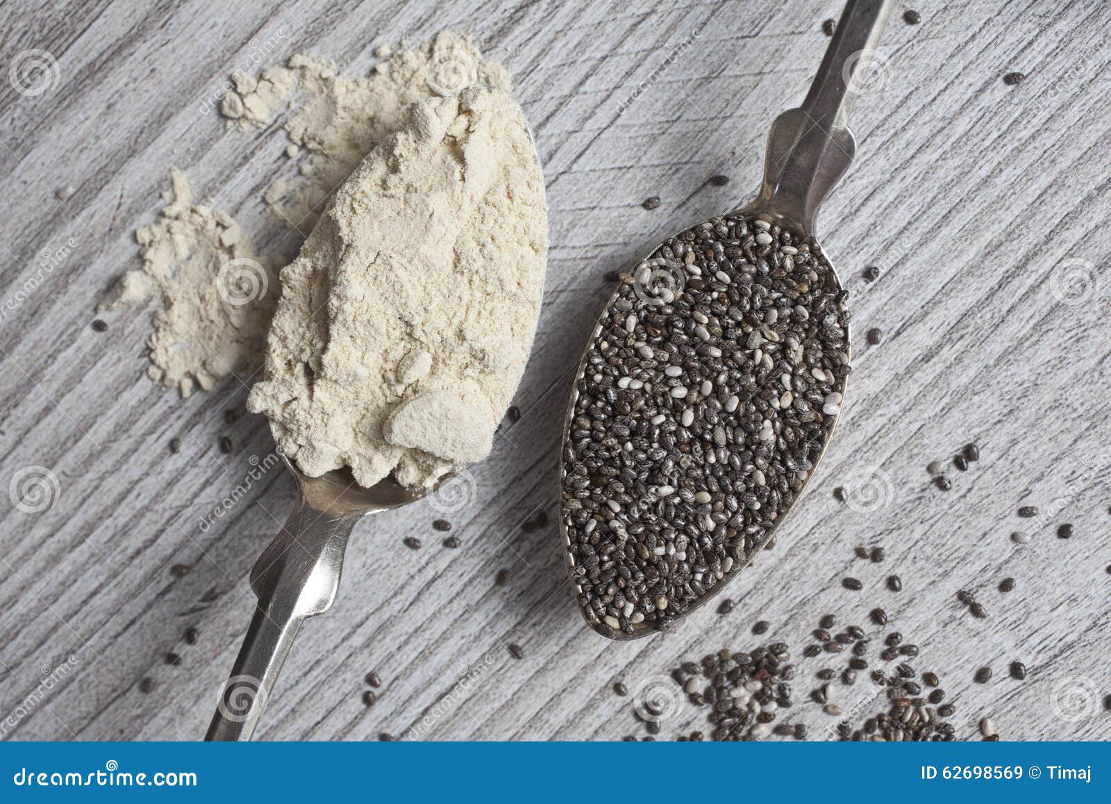 Chia seeds and Maca powder stock image. Image of food - 62698569