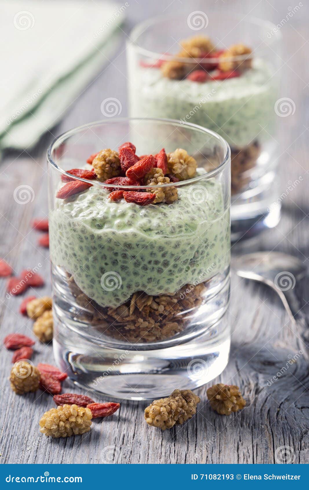Chia seeds matcha pudding stock image. Image of healthy - 71082193
