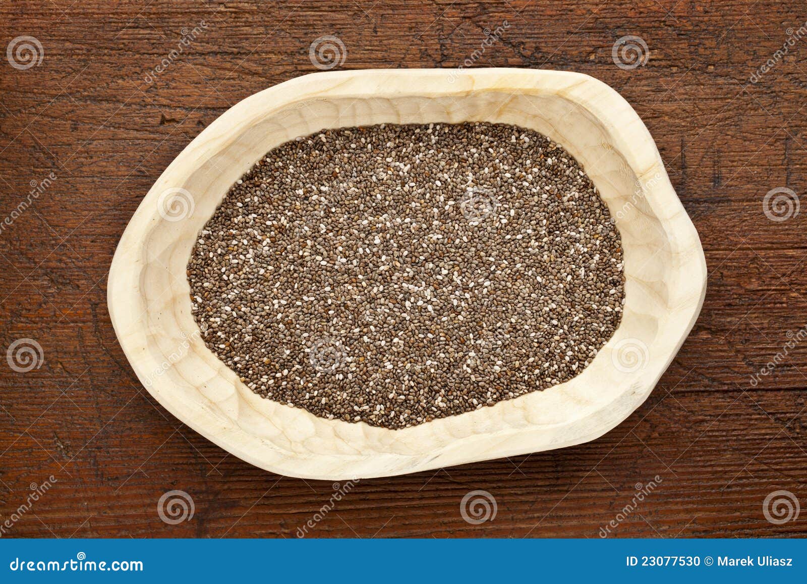 Chia Seeds in a Rustic Bowl Stock Photo - Image of salvia, weathered ...