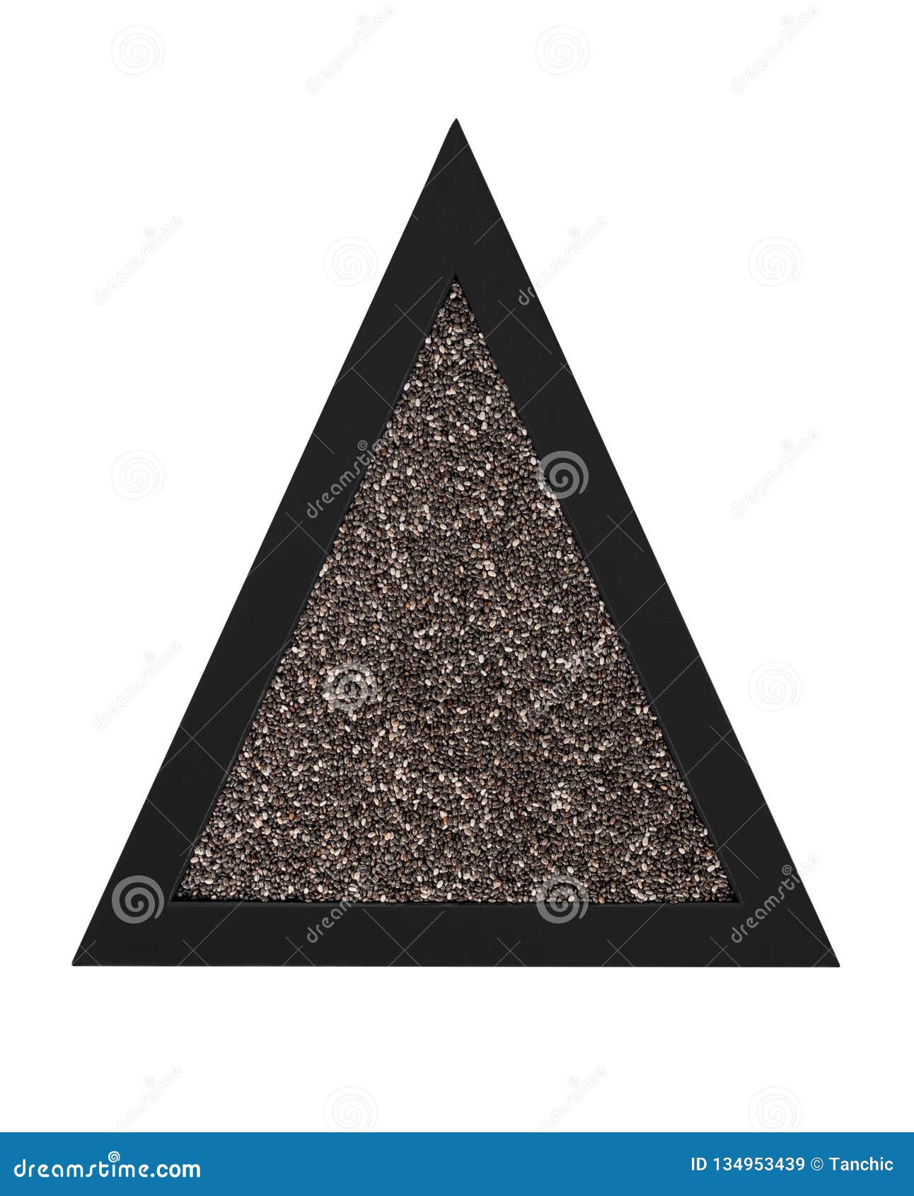 Chia Seeds in Triangular Shape, Black, Isolated Stock Image - Image of ...