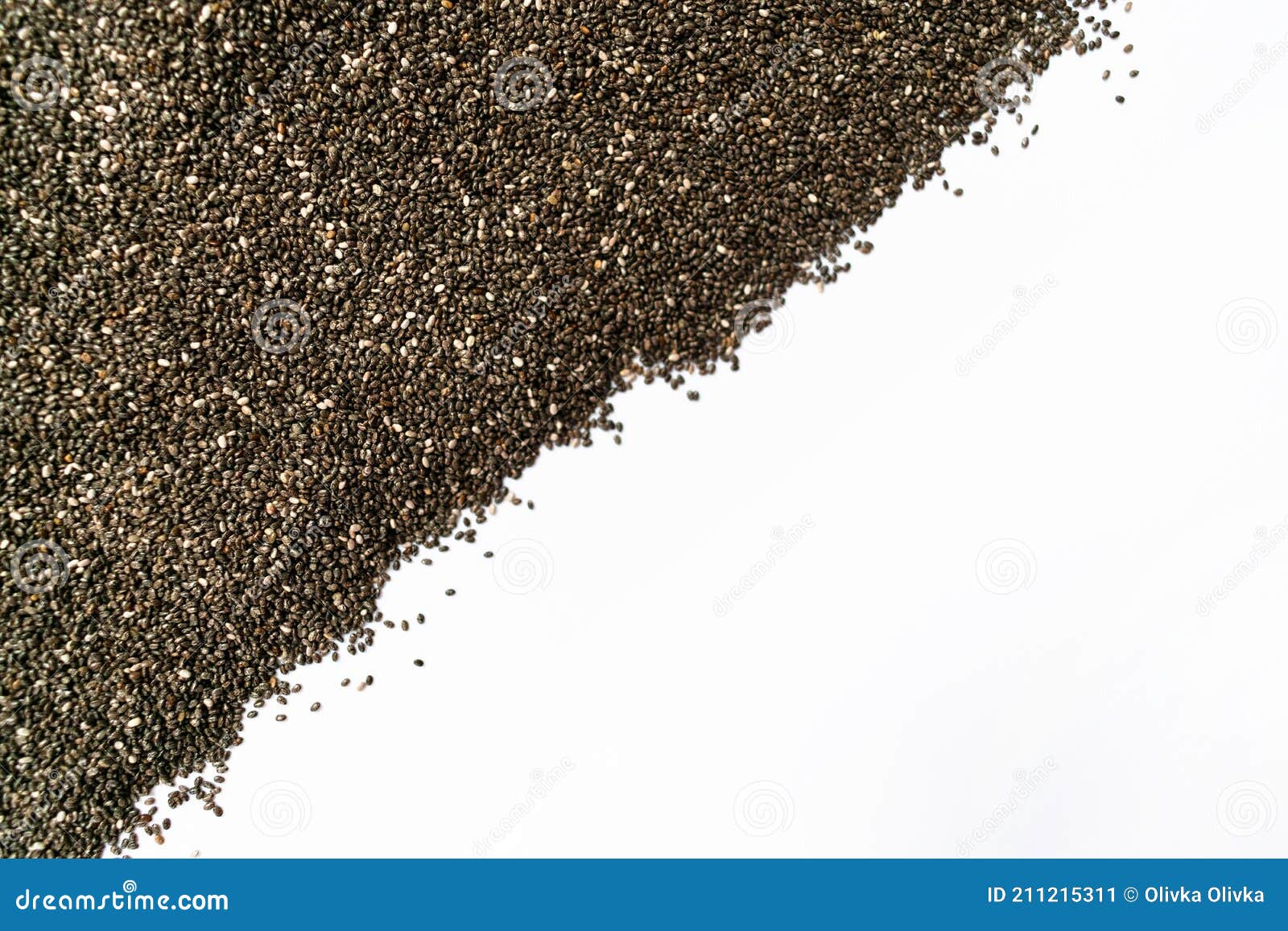 Chia Seeds on a White Background.Copy Space. Stock Image - Image of ...