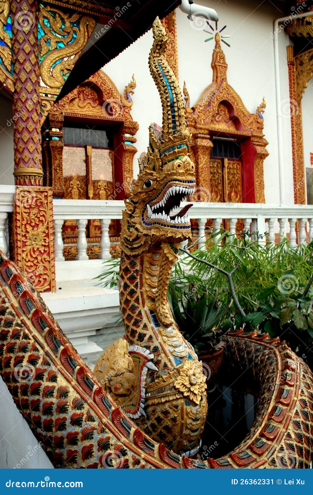 Chiang Mai - Naga At Wat Gate Karan - Thailand Royalty-Free Stock Photo ...