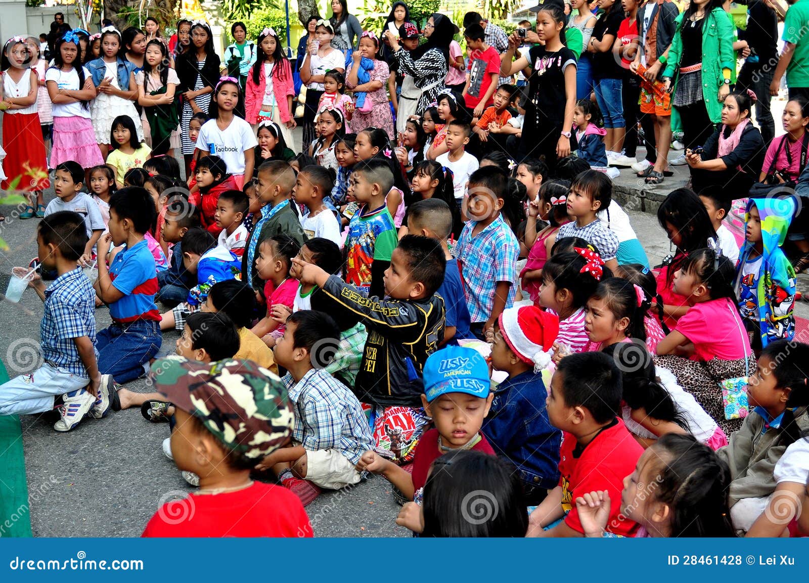 Chiang Mai, Thailand: Group of Children in Schoolyard Editorial Stock ...
