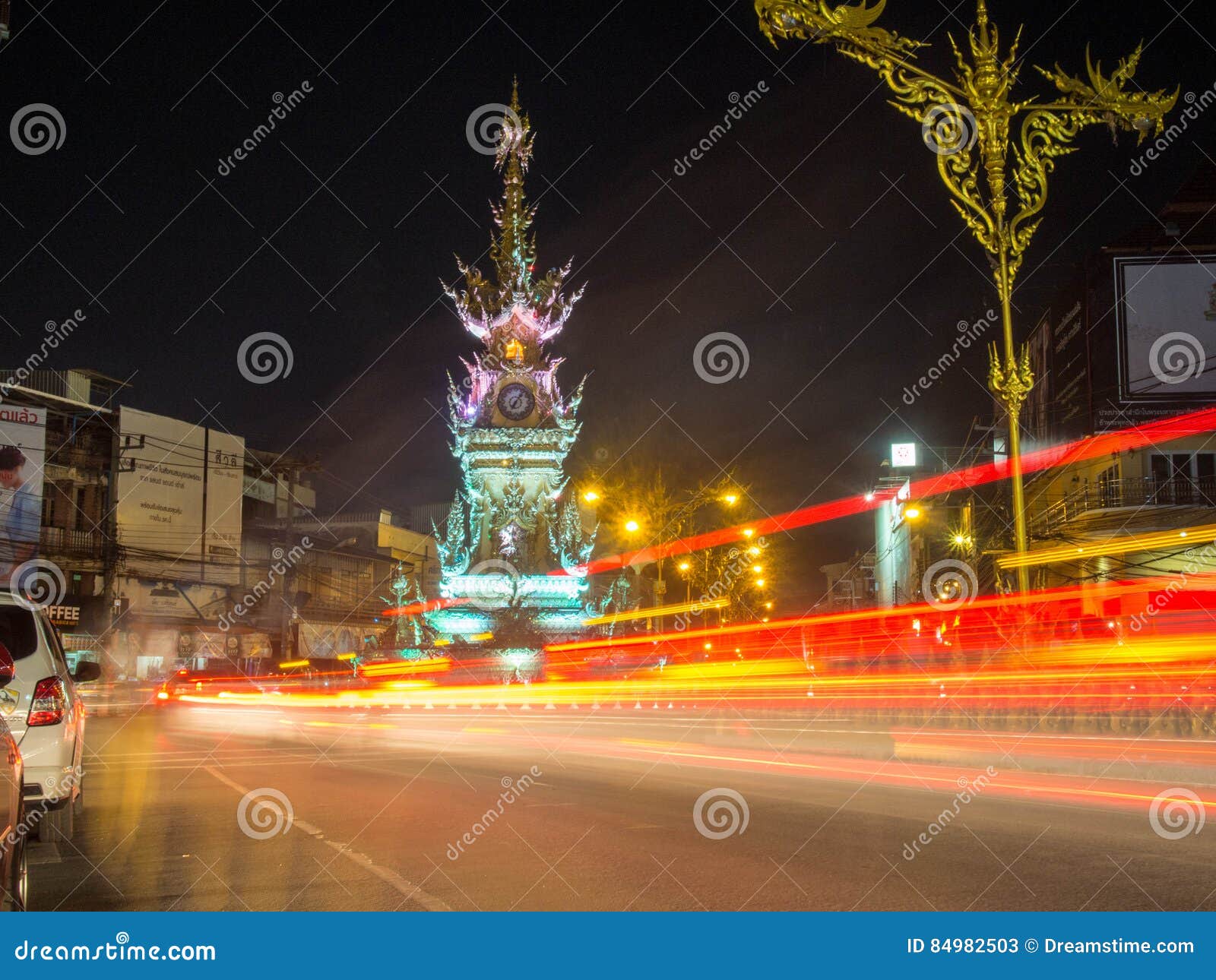 Chiang rai clock tower. editorial stock photo. Image of unseen - 84982503