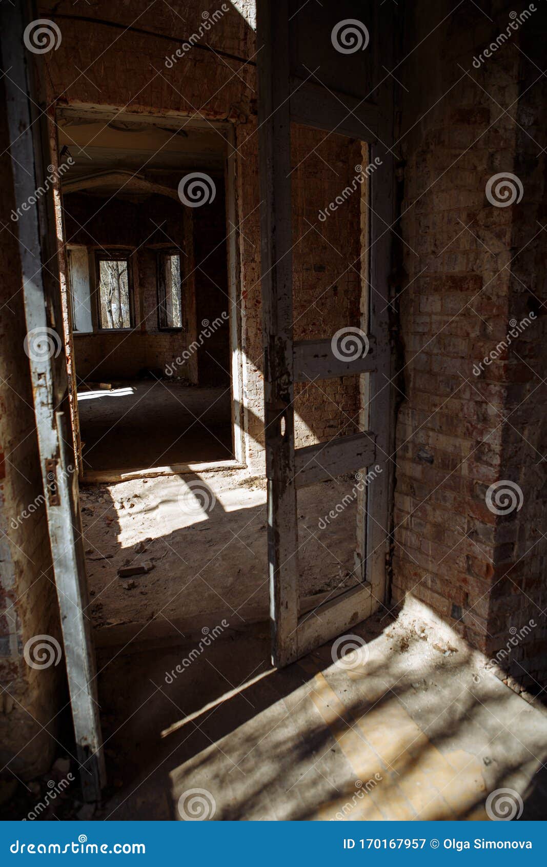 Chiaroscuro from a Row of Windows in an Old Dilapidated Building. Stock ...