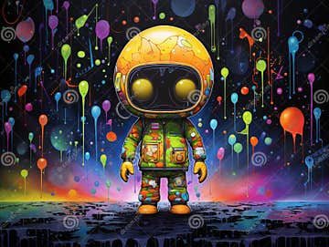 Chibi Astronaut in Outer Space Stock Illustration - Illustration of ...