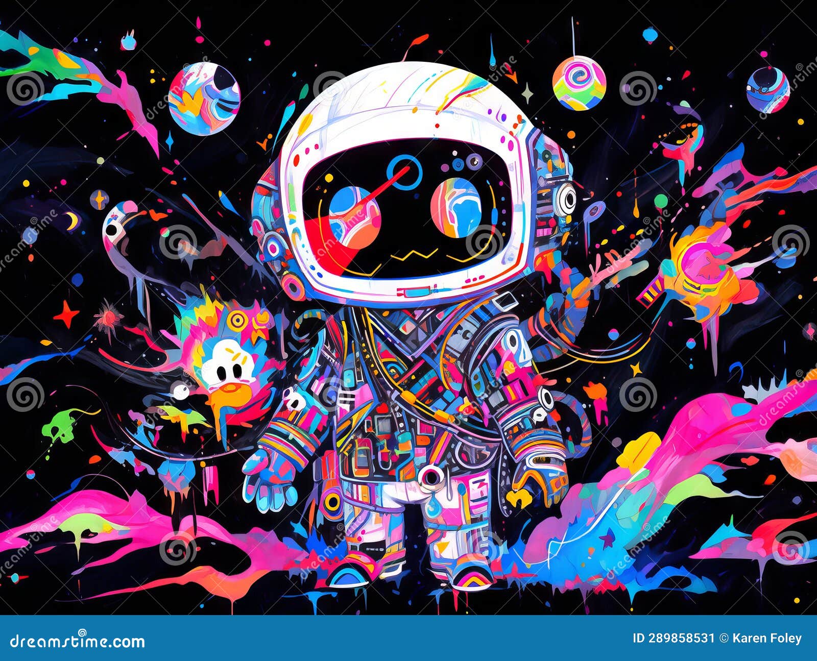 Chibi Astronaut in Outer Space Stock Illustration - Illustration of ...