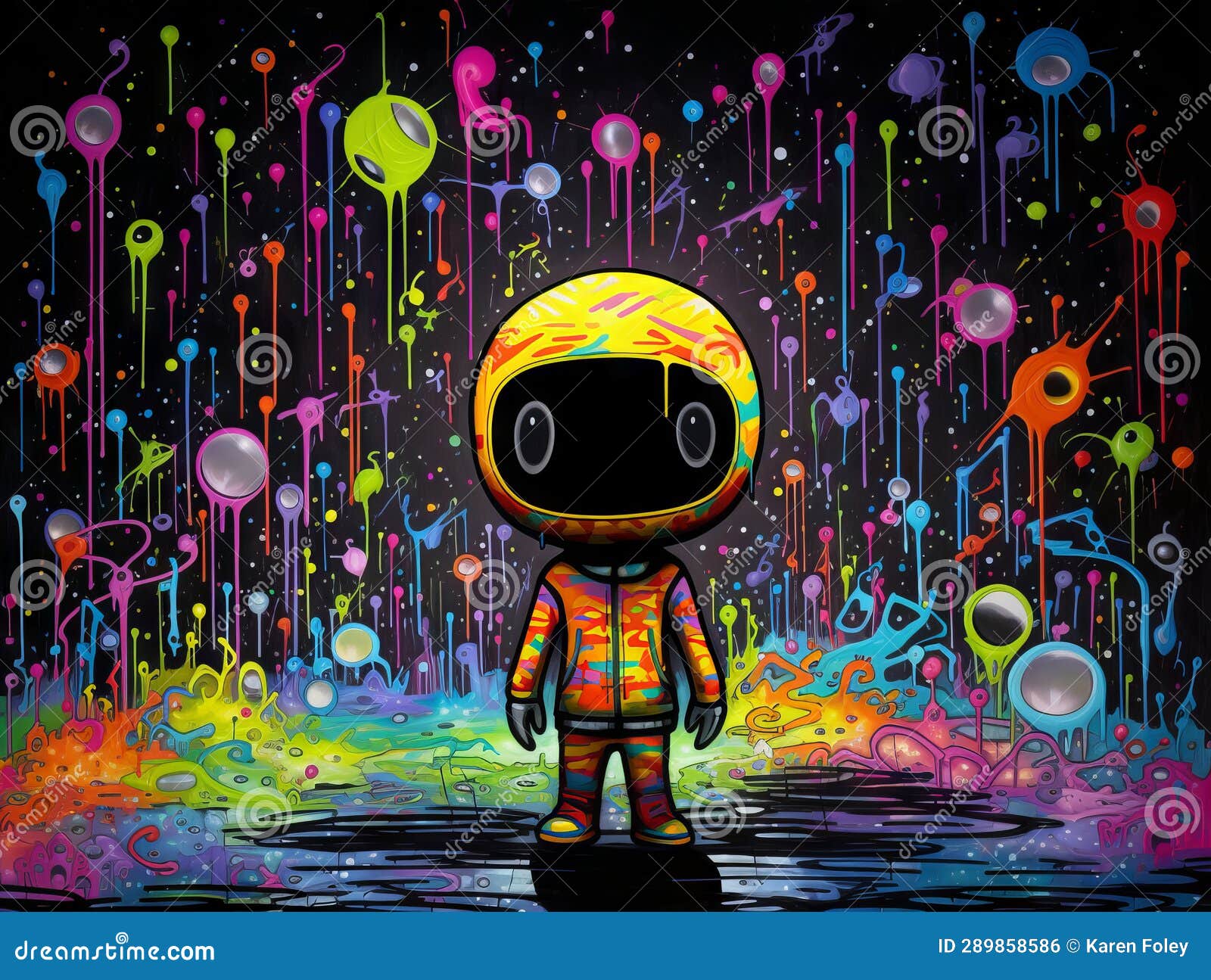 Chibi Astronaut in Outer Space Stock Illustration - Illustration of ...