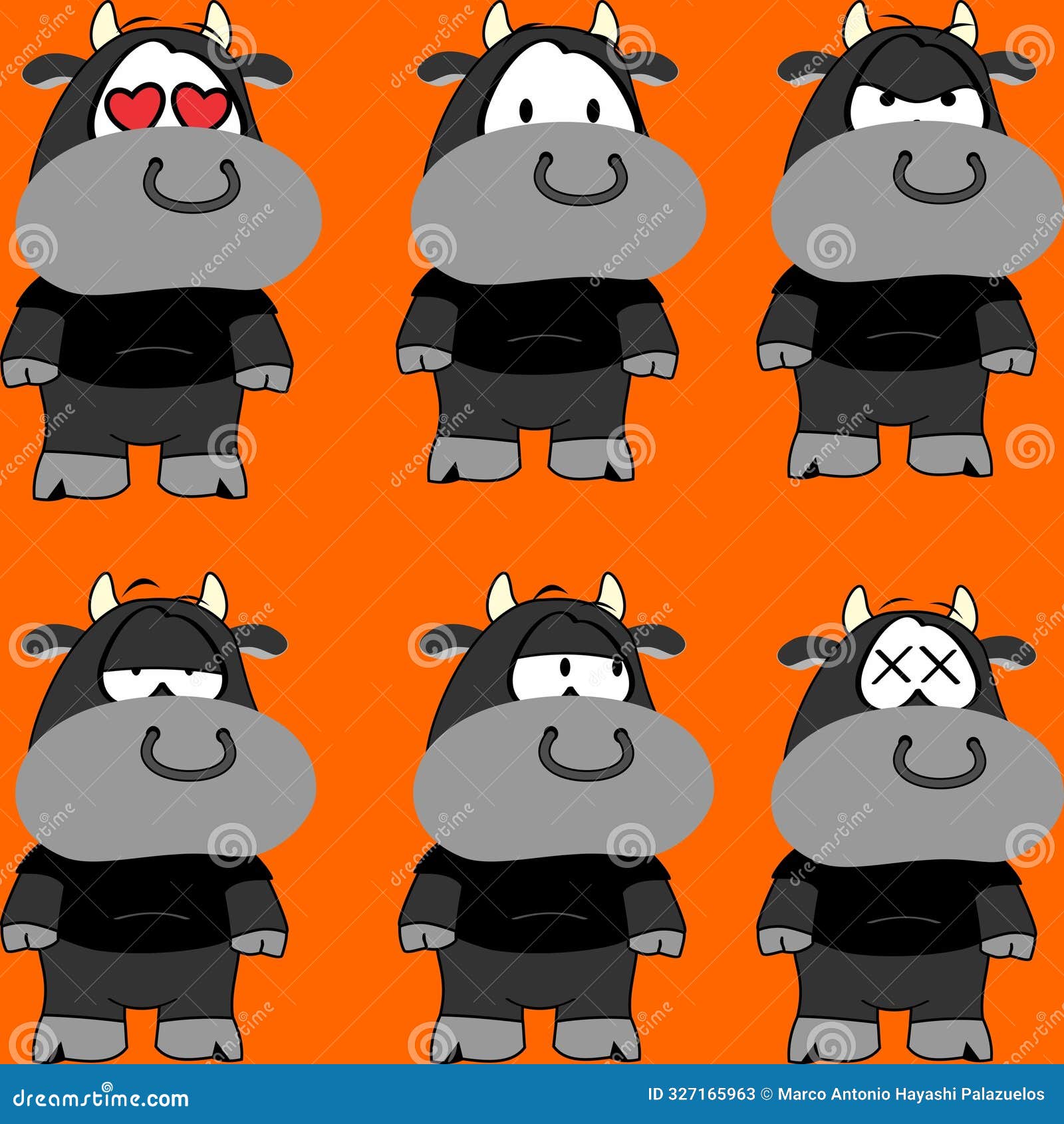 Chibi Black Bull Cute Character Cartoon Expressions Pack Collection ...