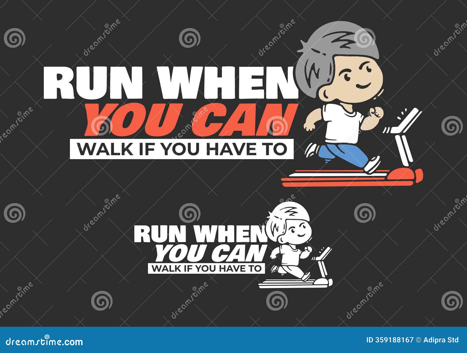 Chibi Boy Runner Running of Treadmill, Flat Illustration Design in 2 ...