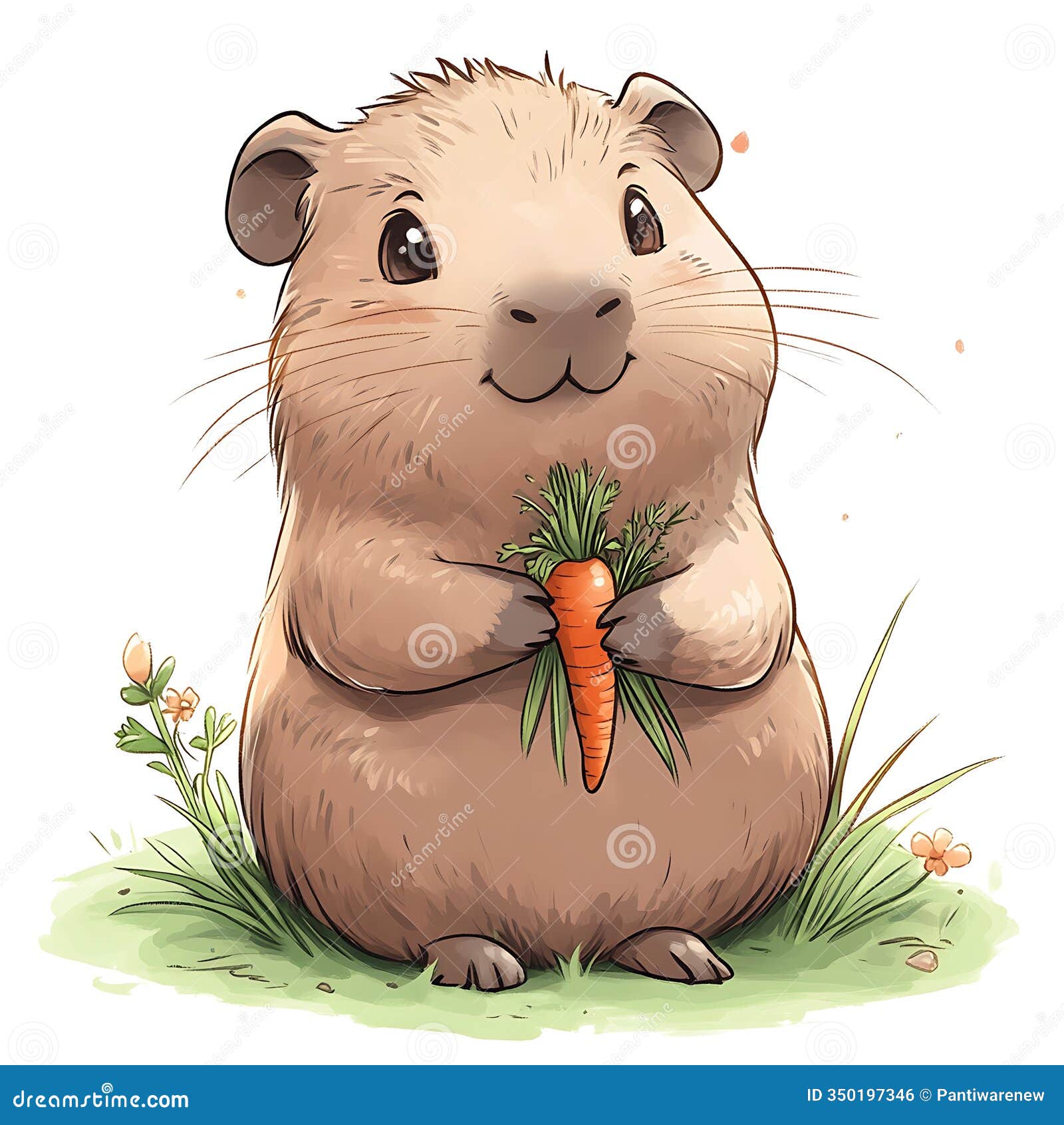 Chibi Capybara Illustration In Flat Style On White Background - Cute ...