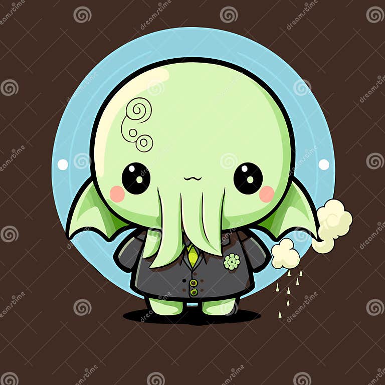 Chibi Cute Isolated Cartoon Cthulhu Wearing a Fancy Victorian Jacket ... Chibi Cute Isolated Cartoon Cthulhu Wearing a Fancy Victorian Jacket ...