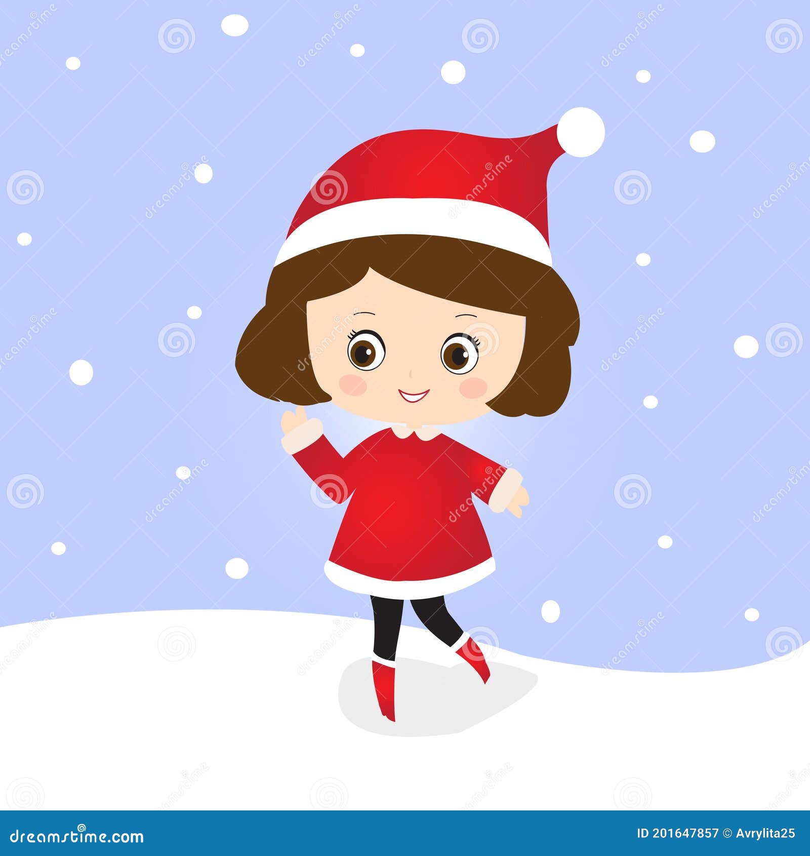 Cute Chibi Santa Girl Cartoon Wearing Santa Claus Costume Illustration ...