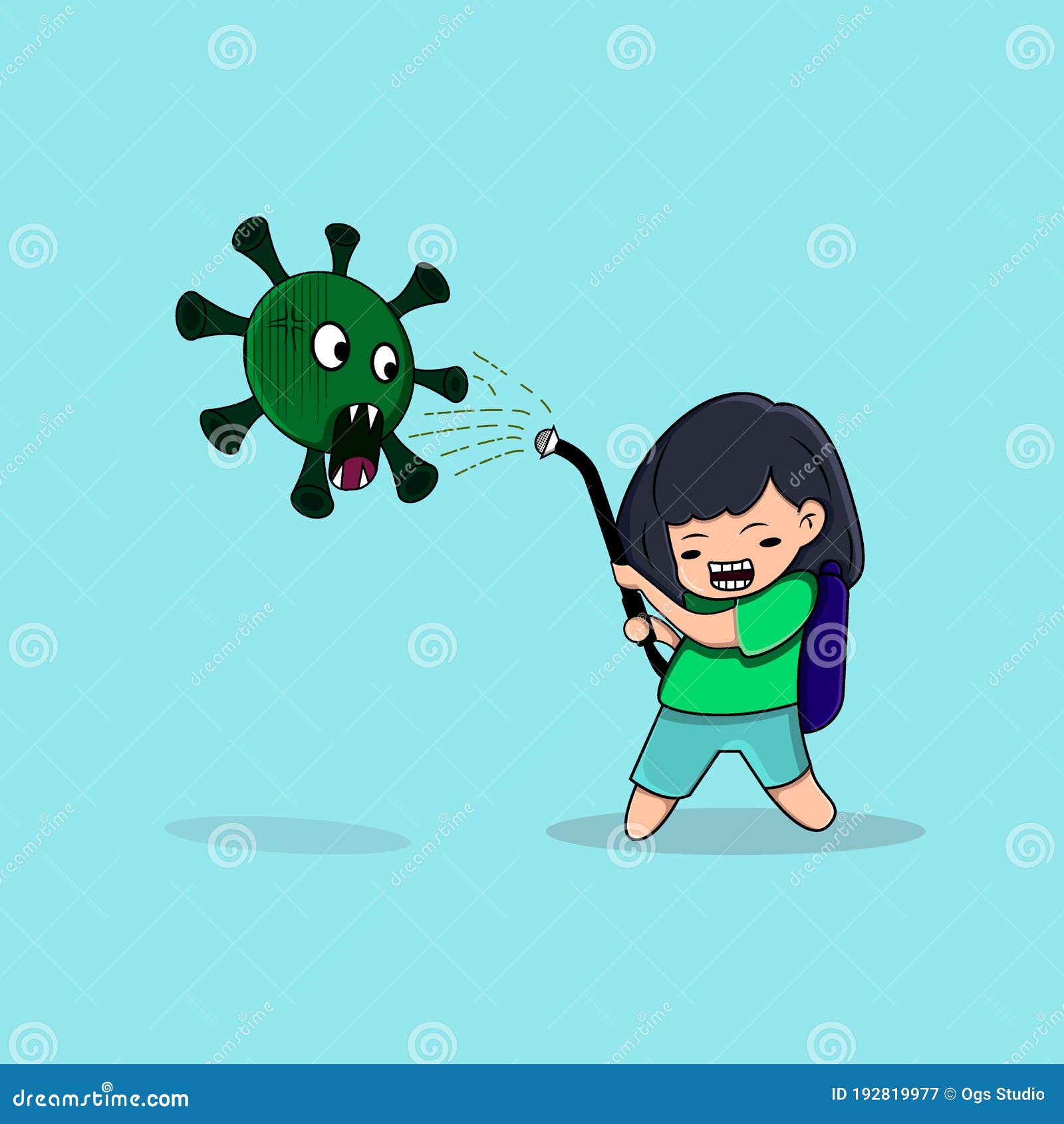 Chibi Girls Disinfectant Spray Covid19 Stock Vector - Illustration of ...
