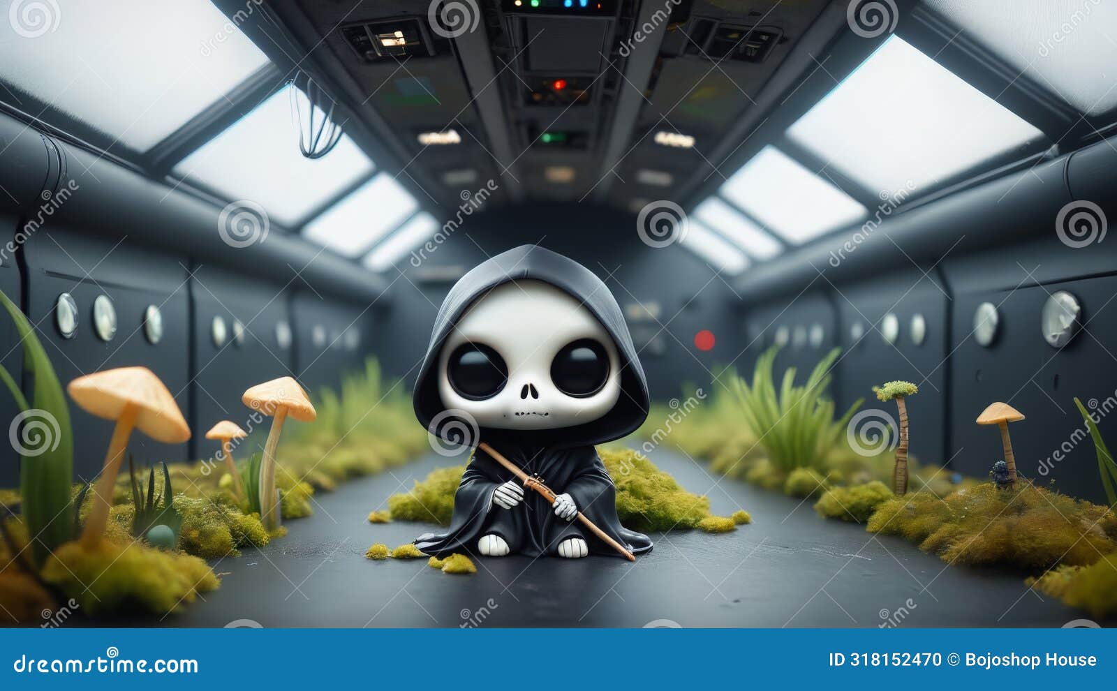 Chibi Grim Reaper On A Swing Moonlit Park Stock Photo | CartoonDealer ...