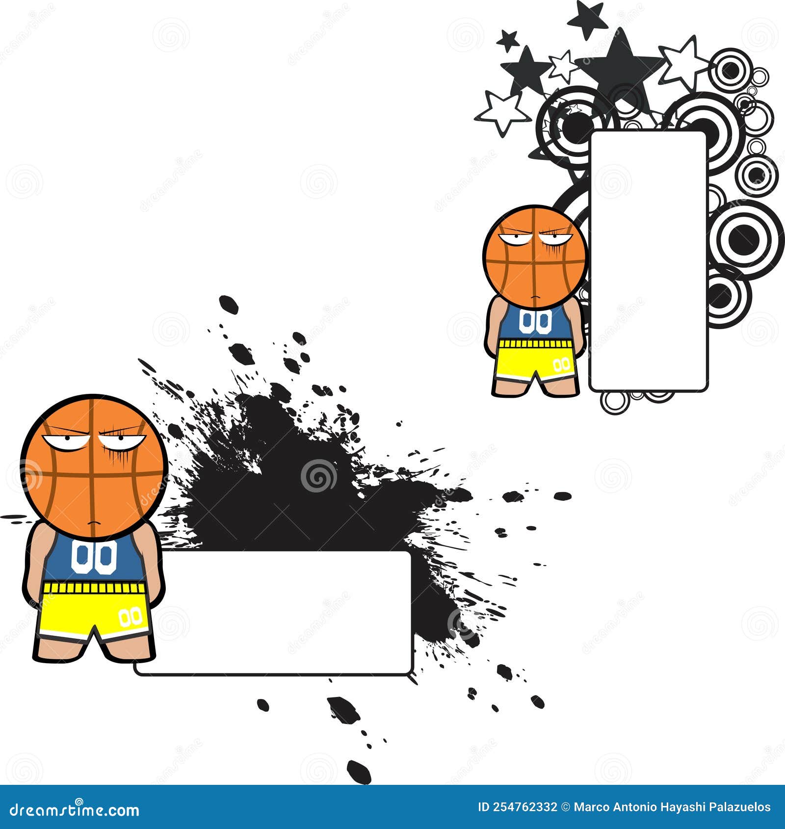 Chibi Grumpy Basketball Ball Head Kid Cartoon Expression Billboard Set ...